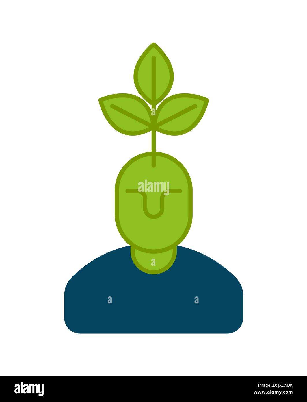 Young business manager icon. plant grows from head. Head and tree Stock ...