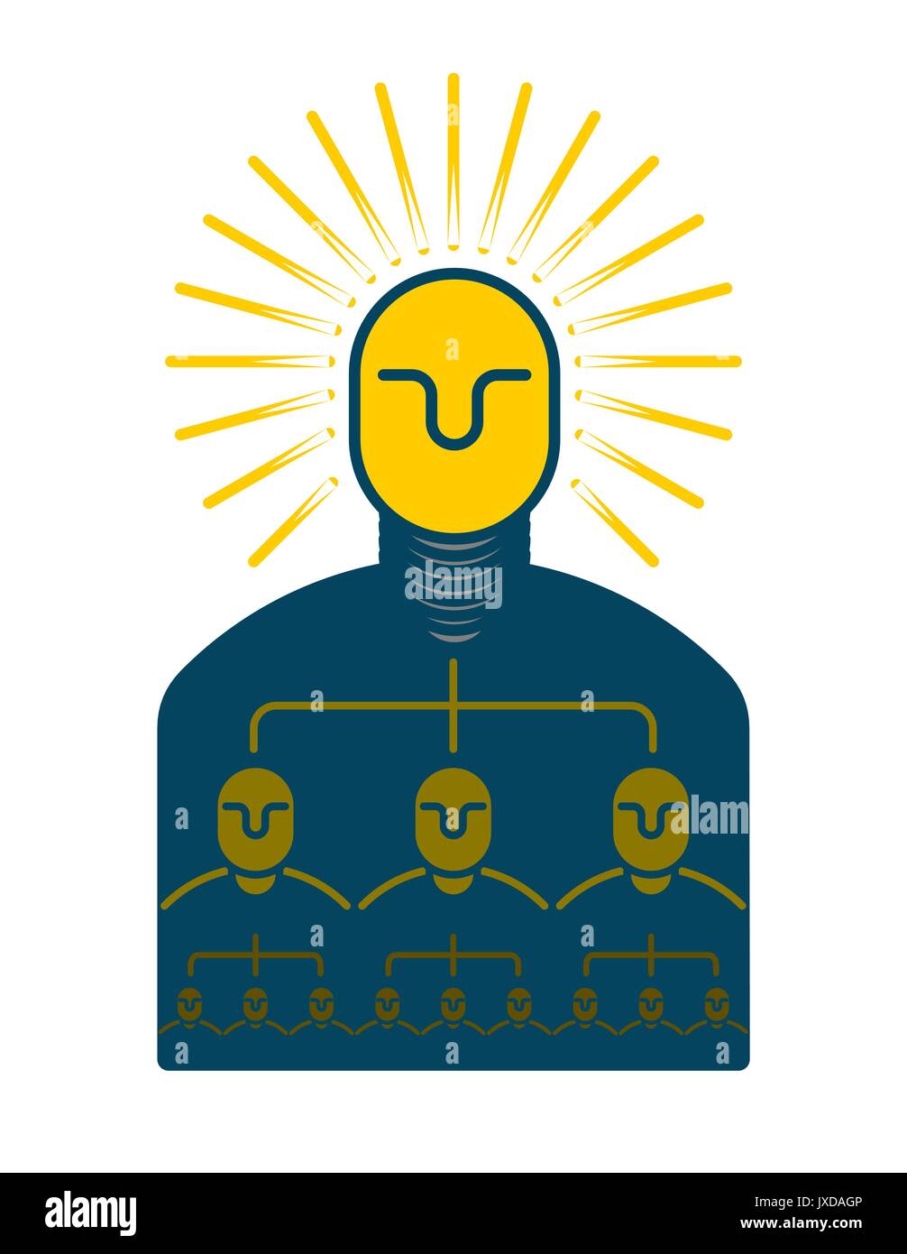 Creative idea. smart boss. man with light bulb in his head. Bright ...