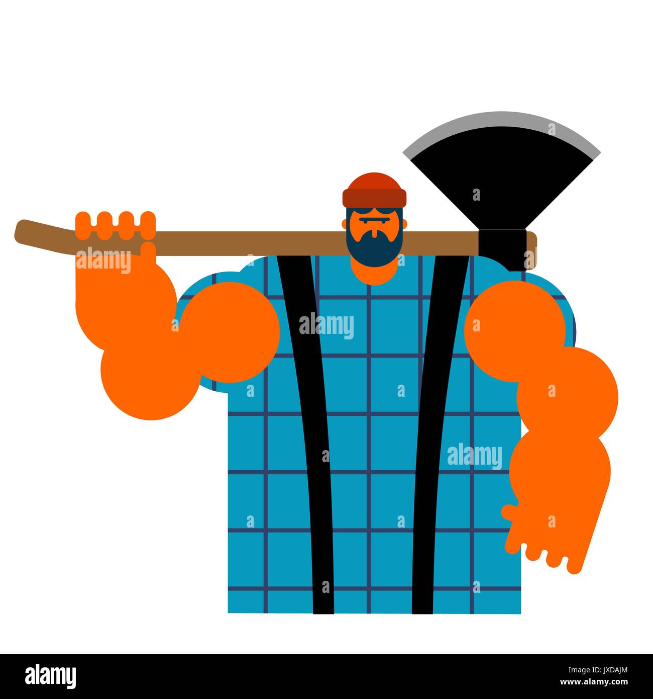 Lumberjack strong isolated. Woodcutter and axe. Big lumberman. feller ...
