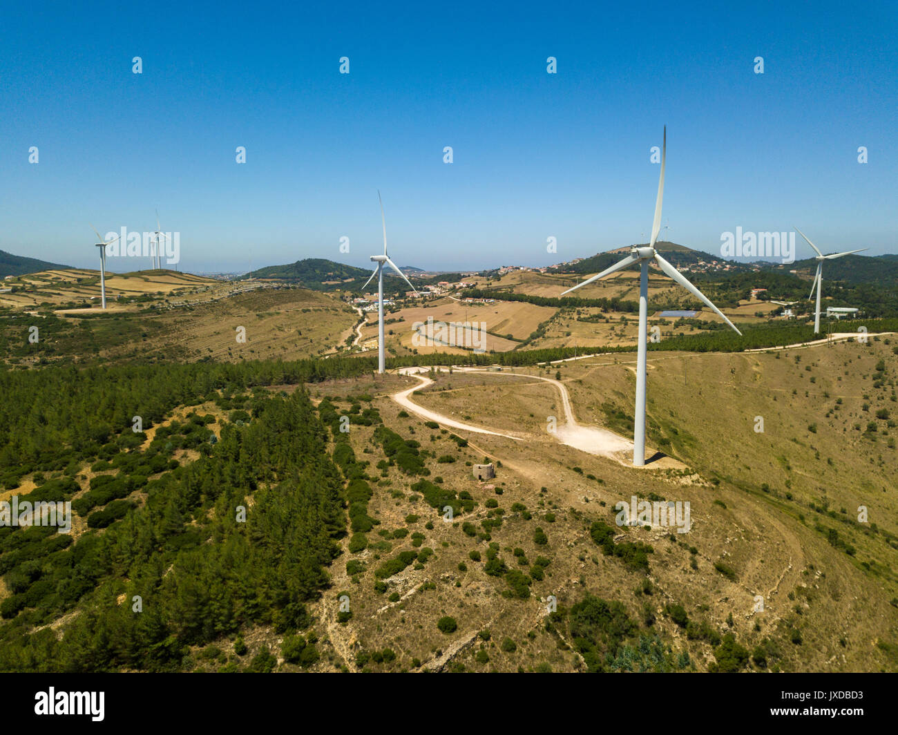 Aerial View Of Energy Producing Wind Turbines, Portugal Stock Photo - Alamy