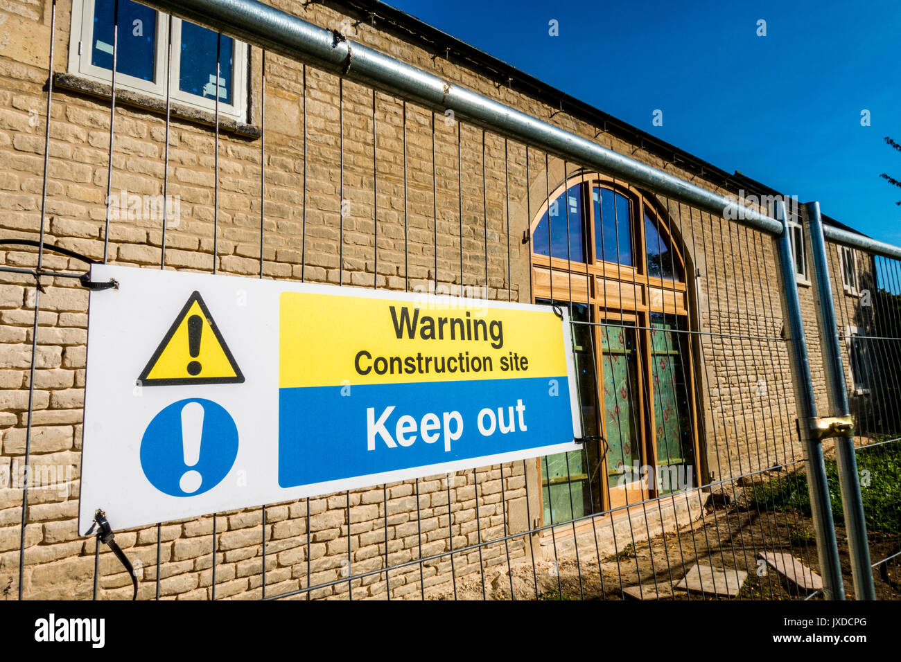 'Warning, construction site, keep out' sign in Langtoft, near ...