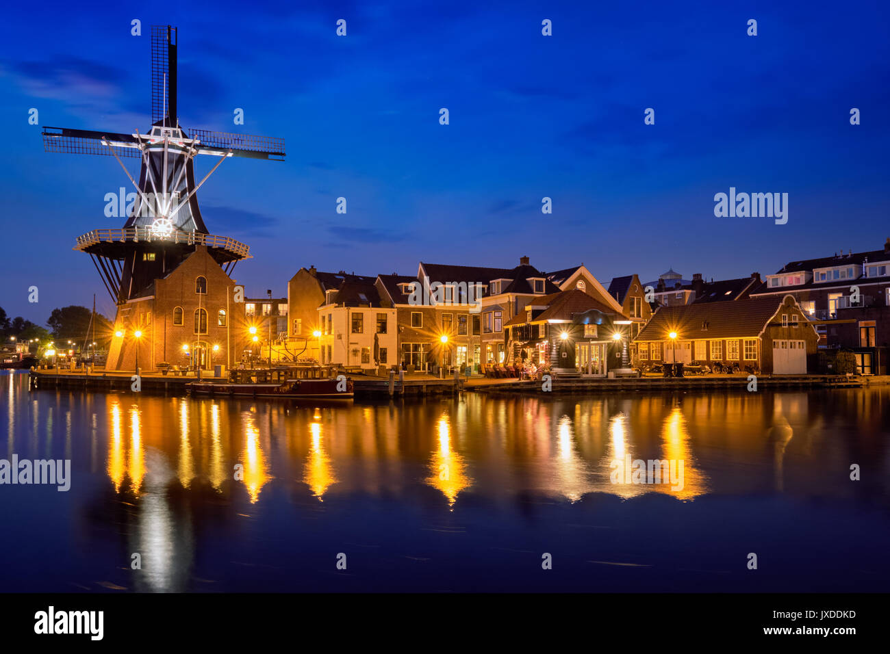 Harlem landmark windmill De Adriaan on Spaarne river. Harlem Stock ...