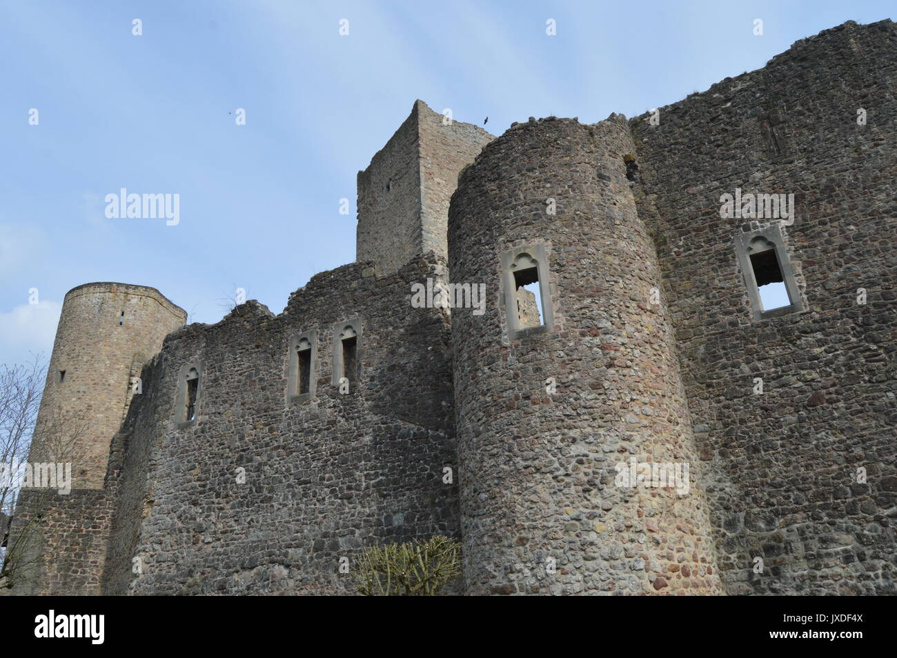 Wall of the castle of useldange Stock Photo - Alamy