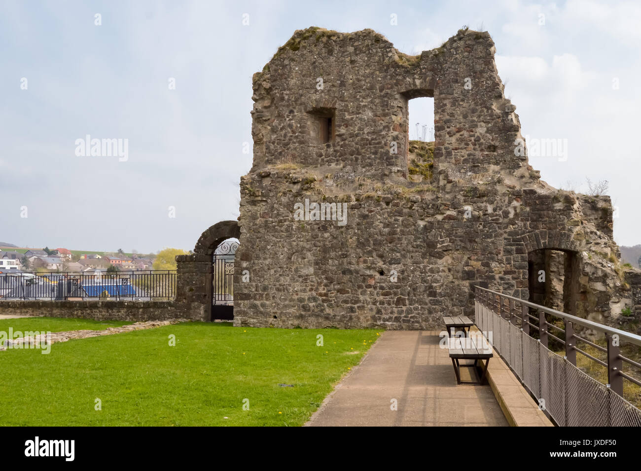 Wall of the castle of useldange transforming into town hall to the ...