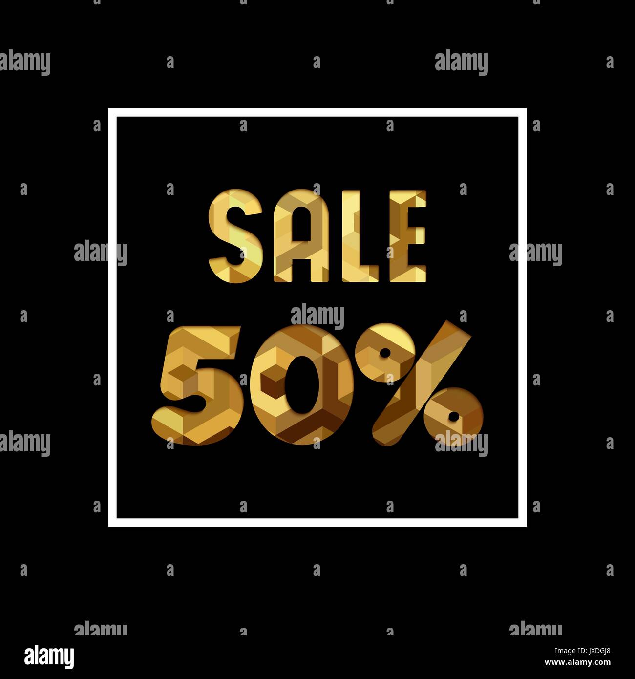 Sale 50% off gold text quote, luxury typography in paper cut style ...