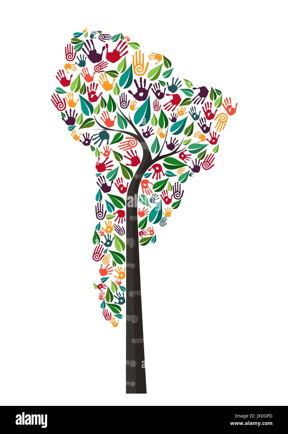 Tree human hands together Cut Out Stock Images & Pictures - Alamy