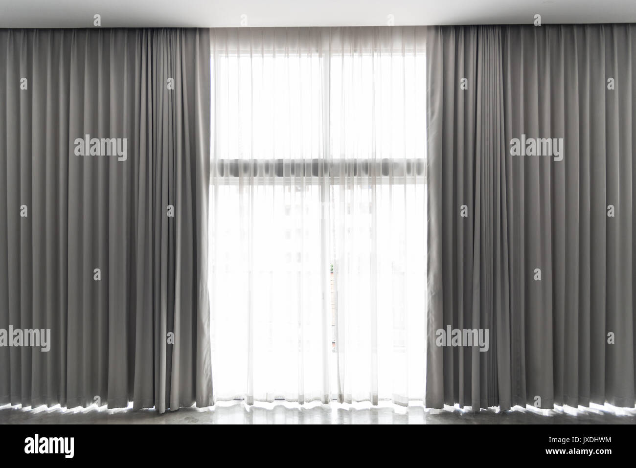 grey cloth interior curtain with window and natural light background ...