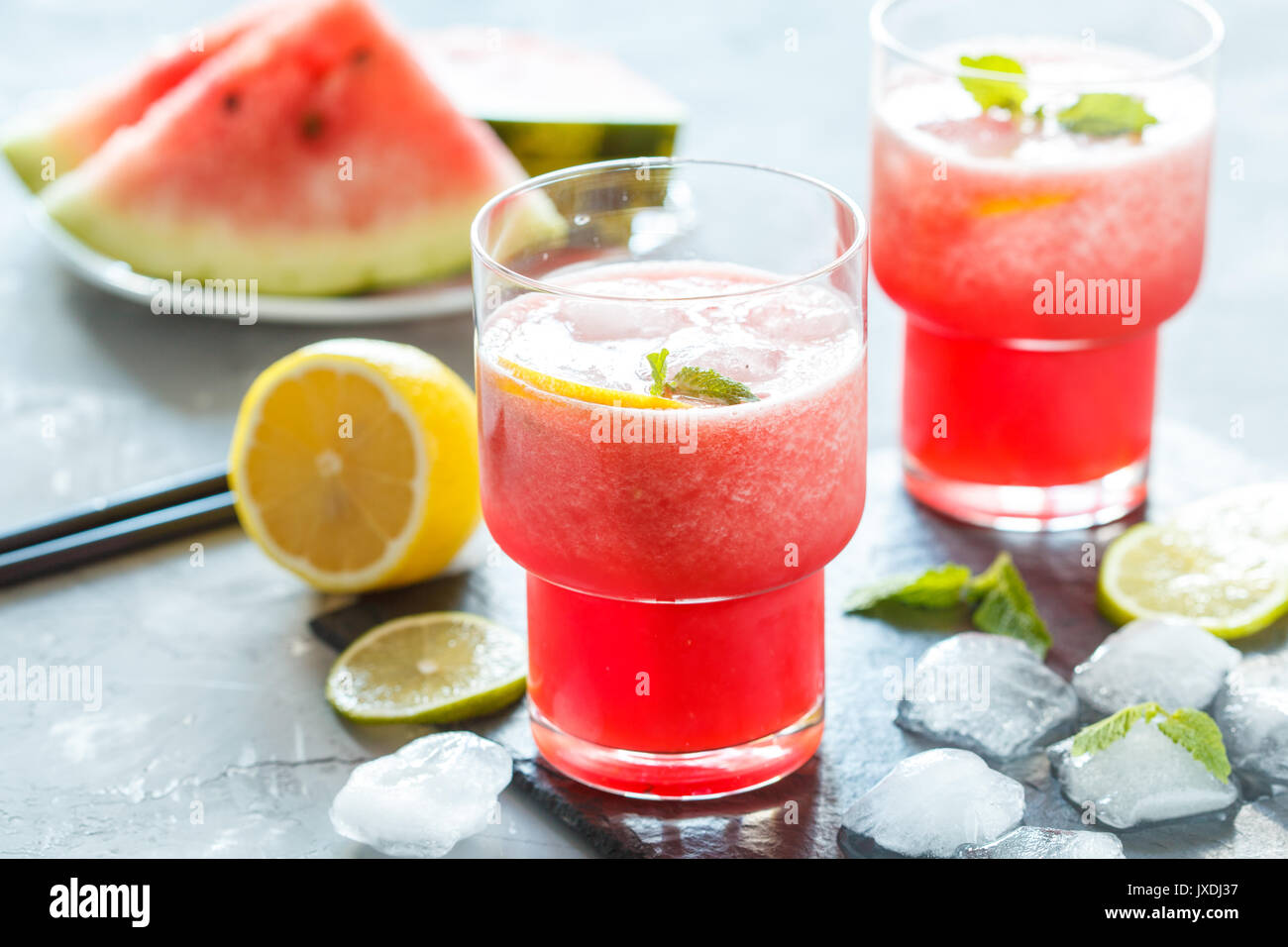Cold homemade watermelon lemonade Stock Photo - Alamy