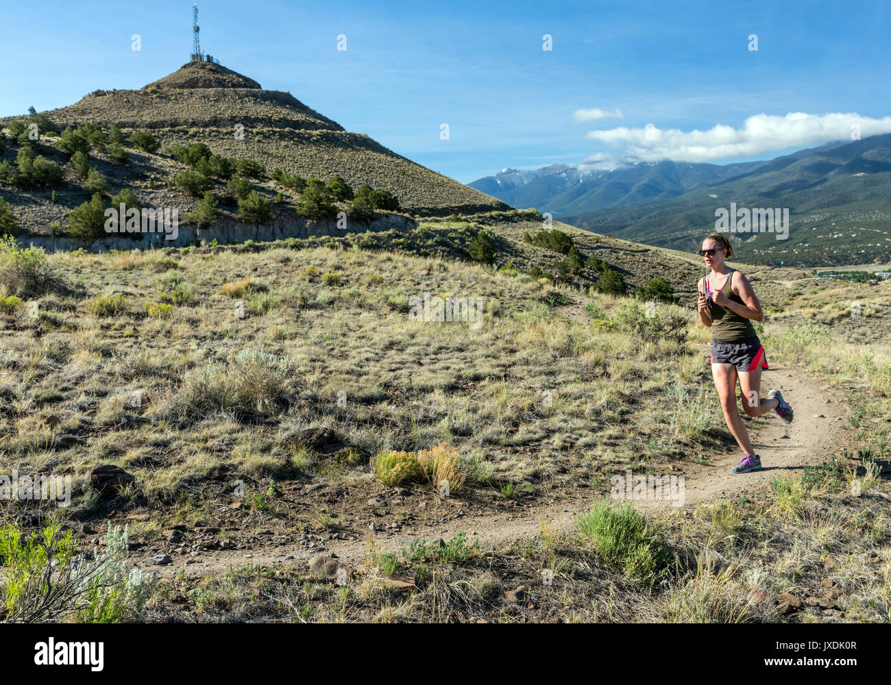 Female runners compete in the Fibark Festival trail run; Salida ...