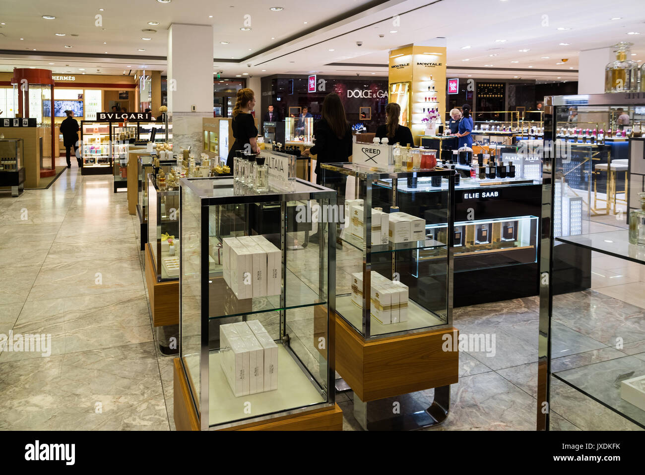 Moscow, Russia - July 25.2017. Sale of perfumes and cosmetics in the ...