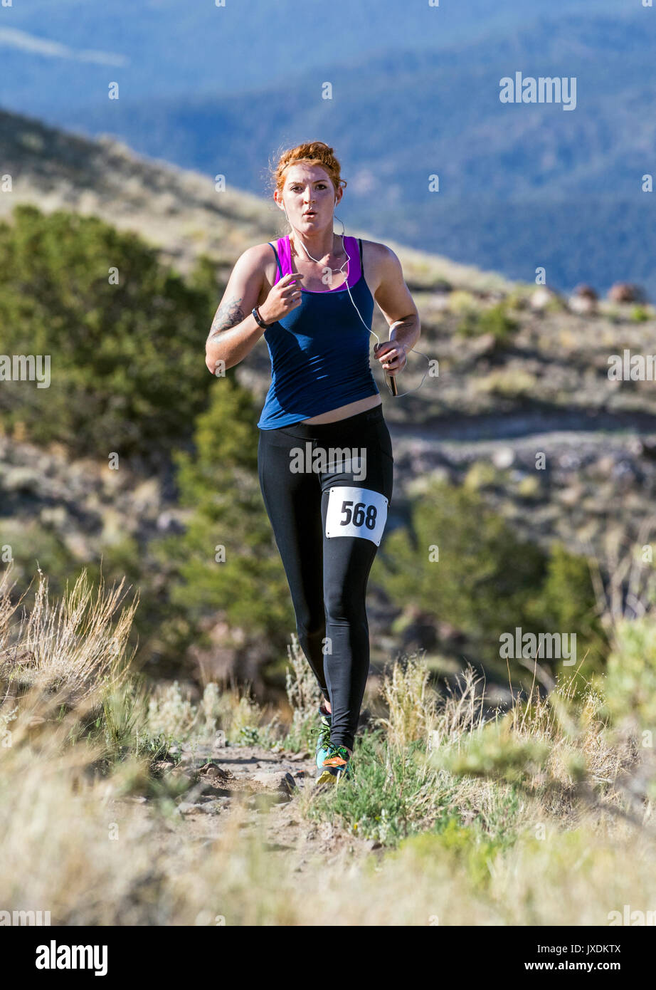 Female runners compete in the Fibark Festival trail run; Salida ...