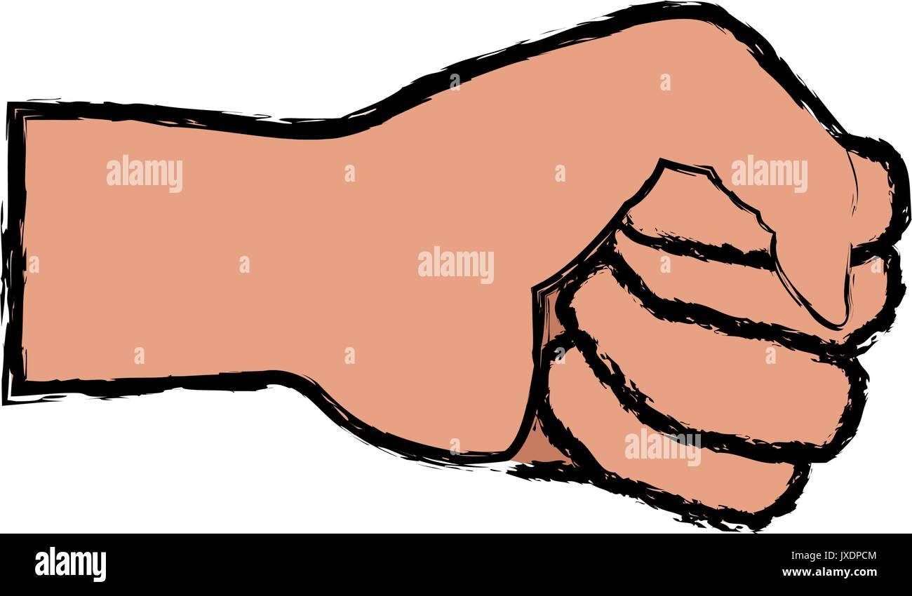 fist hand gesture cartoon on white background Stock Vector Image & Art ...