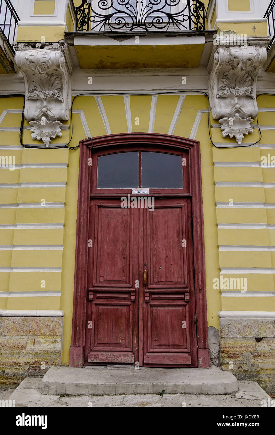 Wooden door of old building at Pushkin Village in Saint Petersburg ...