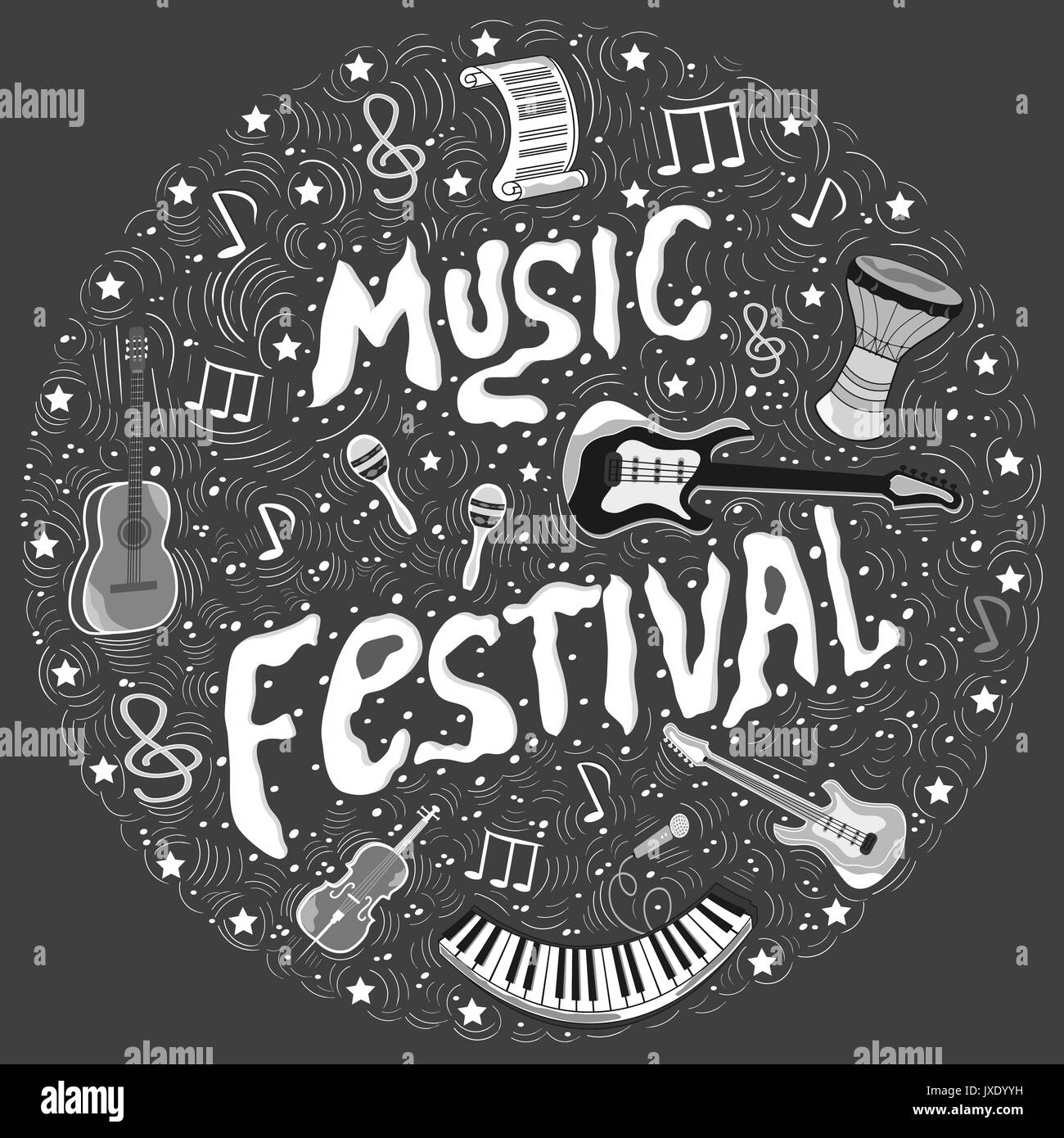 Musical instruments illustration. Colorful vector background with ...