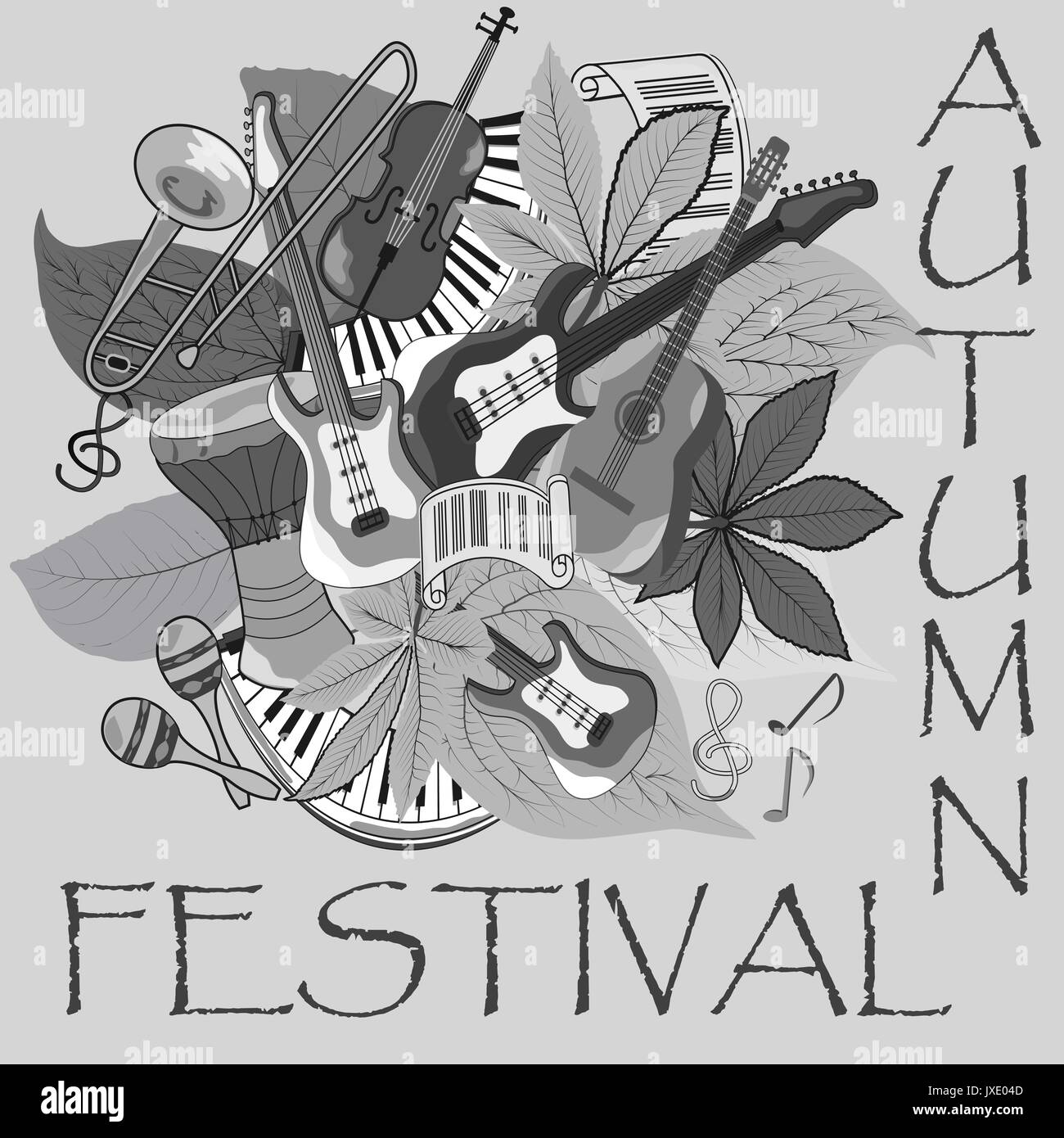 Musical instruments illustration. Colorful vector background with ...