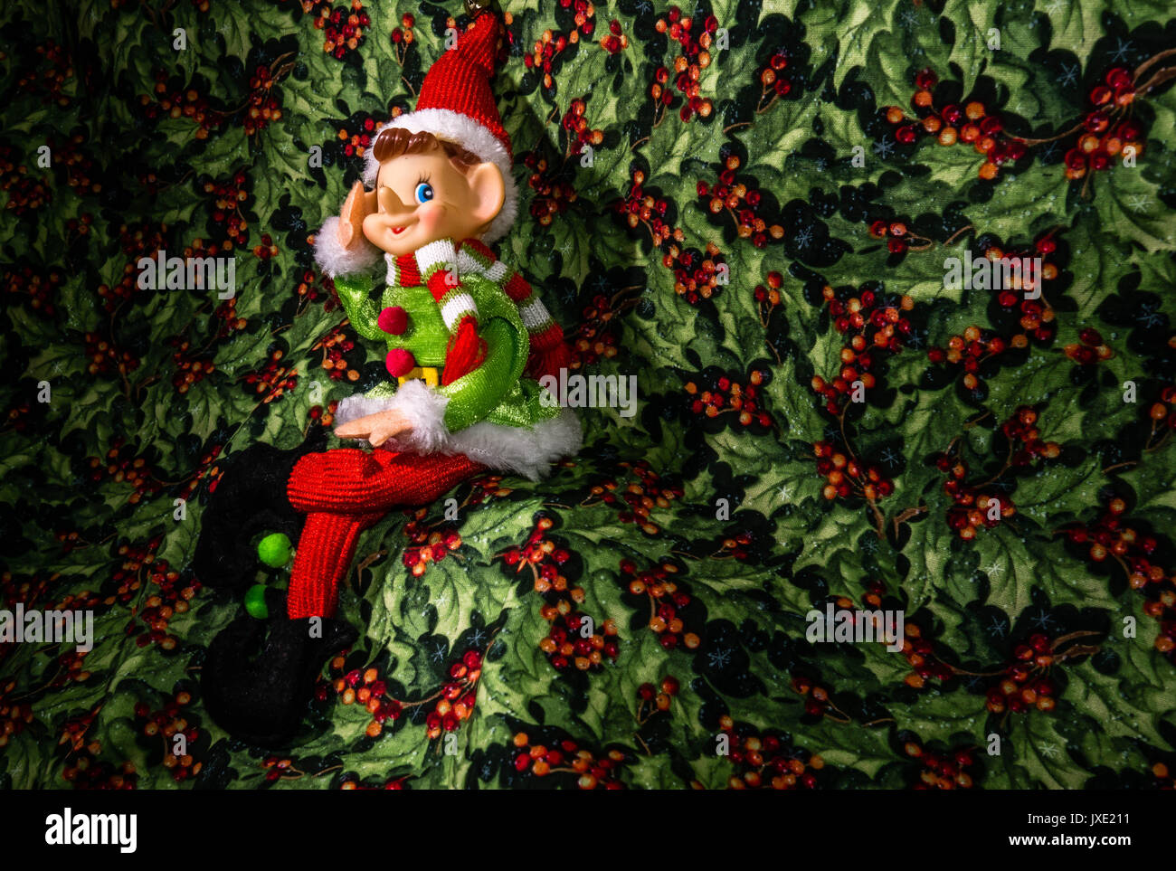 This Christmas elf was caught by surprise while he was taking a break ...