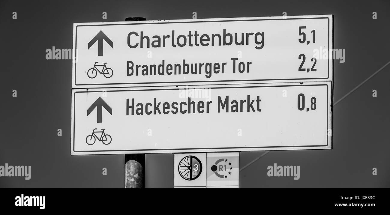 Direction signs to famous tourist attraction in Berlin Stock Photo - Alamy