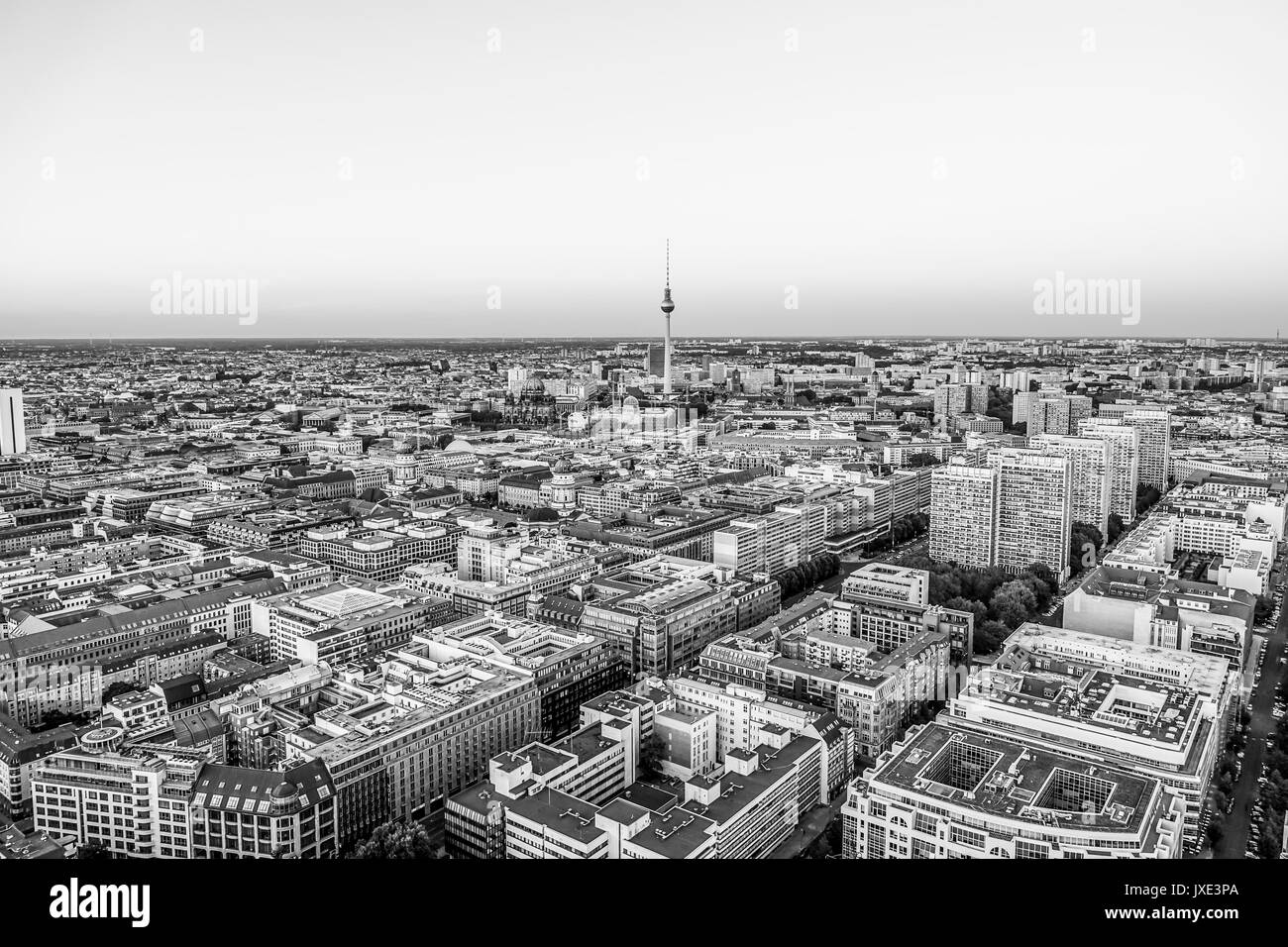 Aerial view of the city of berlin in germany deutschland Black and ...