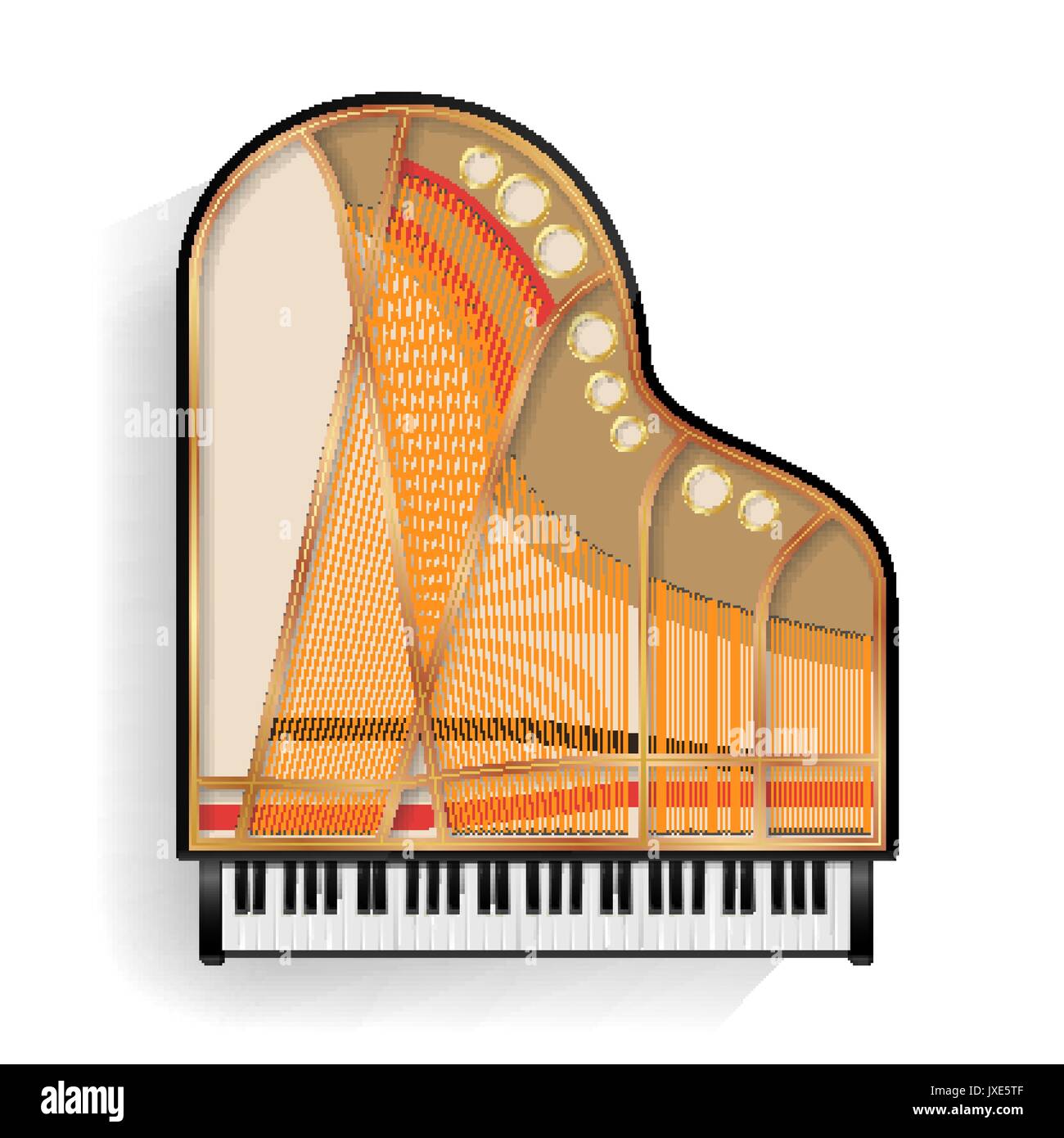 Grand Piano Opened Vector. Realistic Black Grand Piano Top View ...