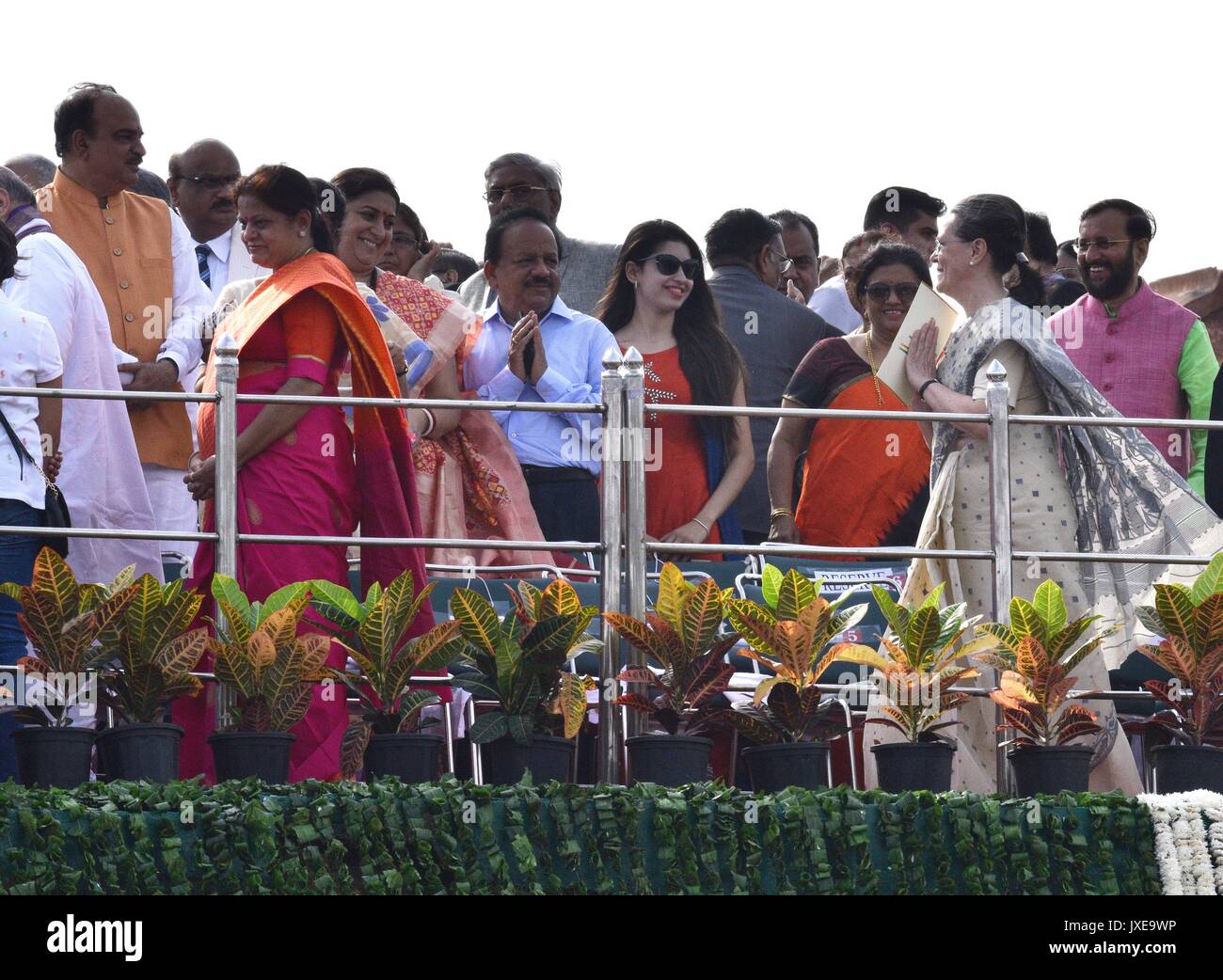 New Delhi, India. 15th Aug, 2017. Cabinet Ministers and respected ...