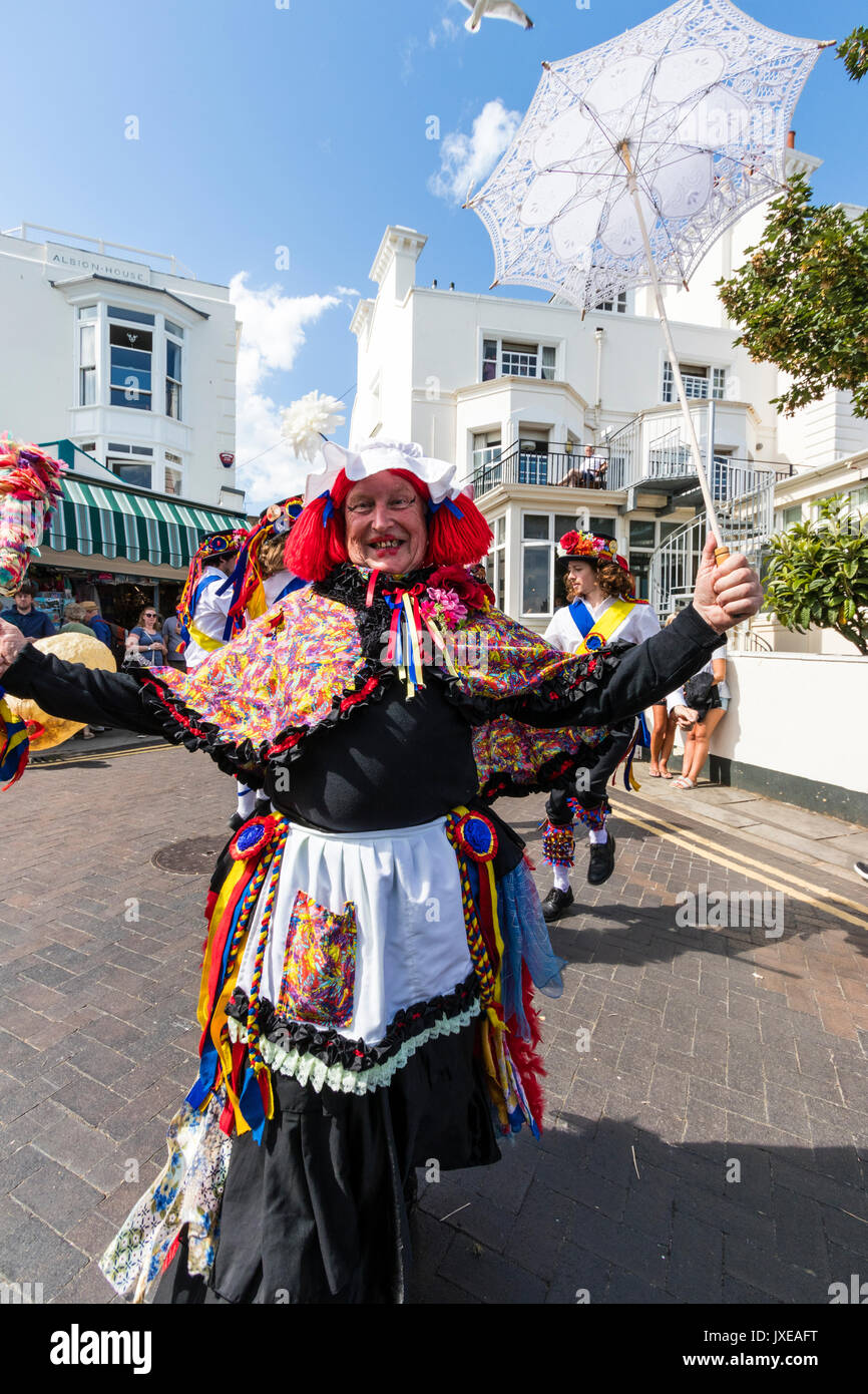 Tradition folk dancer, The fool from Moulton Morris dancing and posing ...