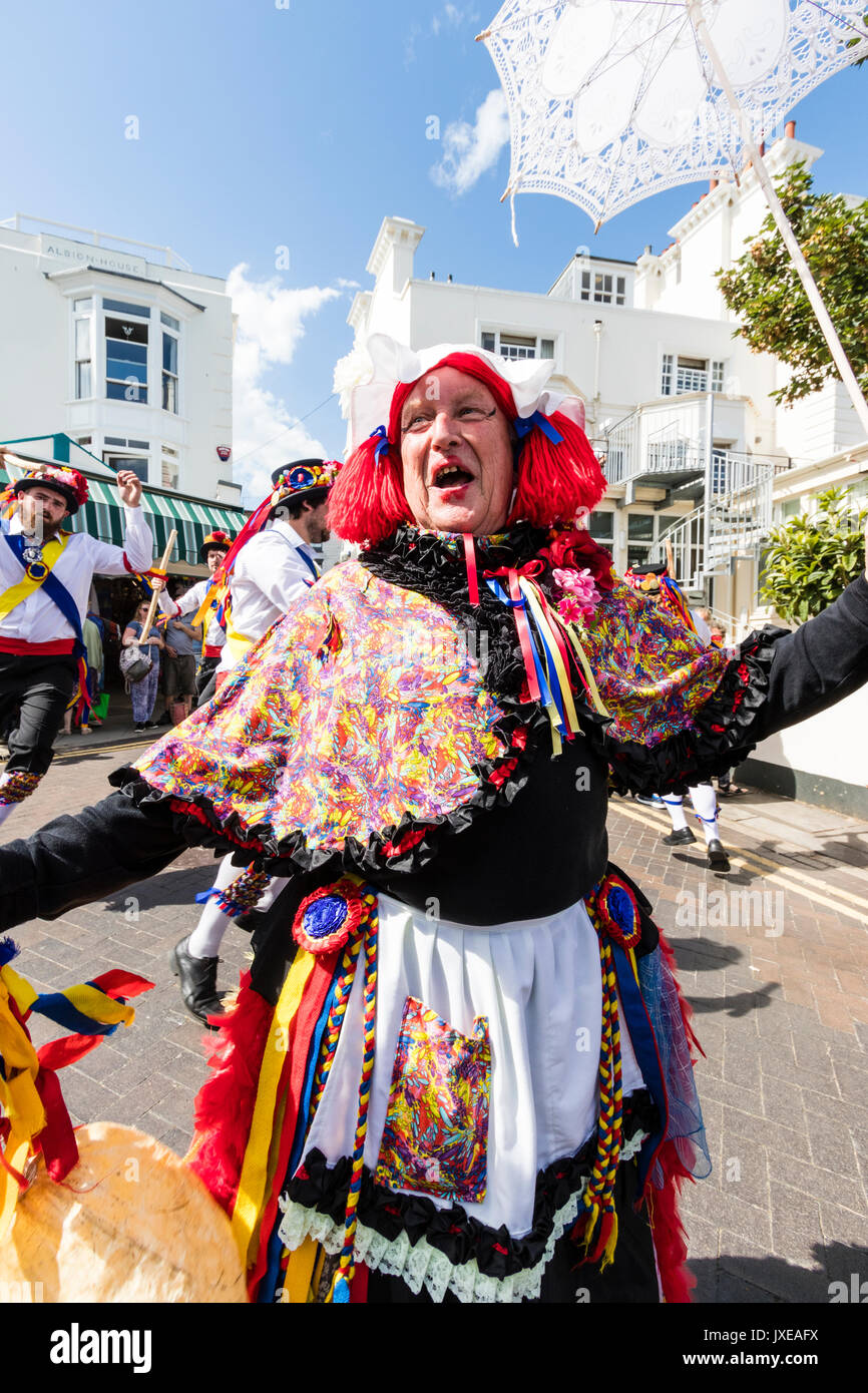 Tradition folk dancer, The fool from Moulton Morris dancing and posing ...