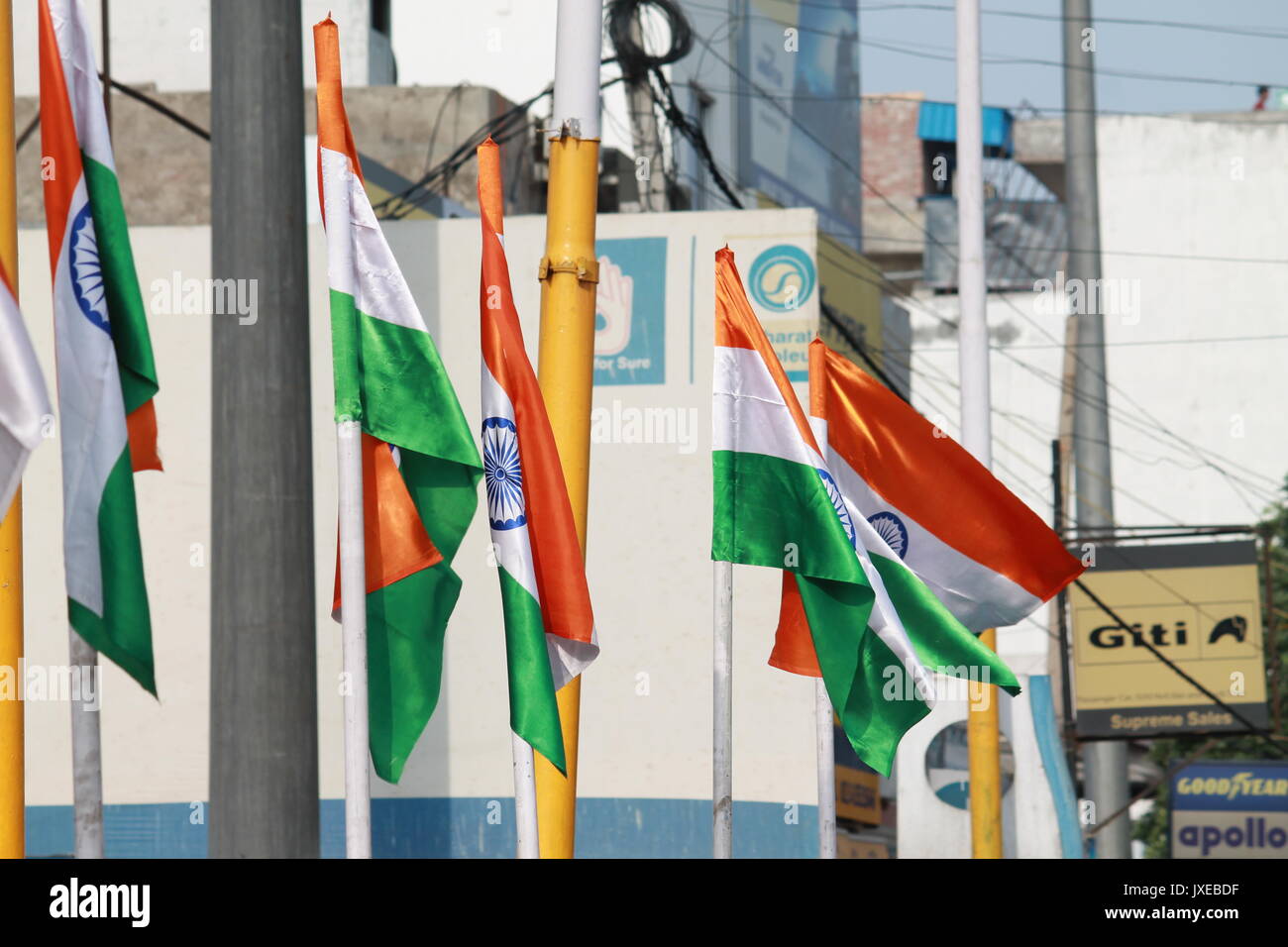 Lots of Indian national tricolor flags on the occasion of Independence ...
