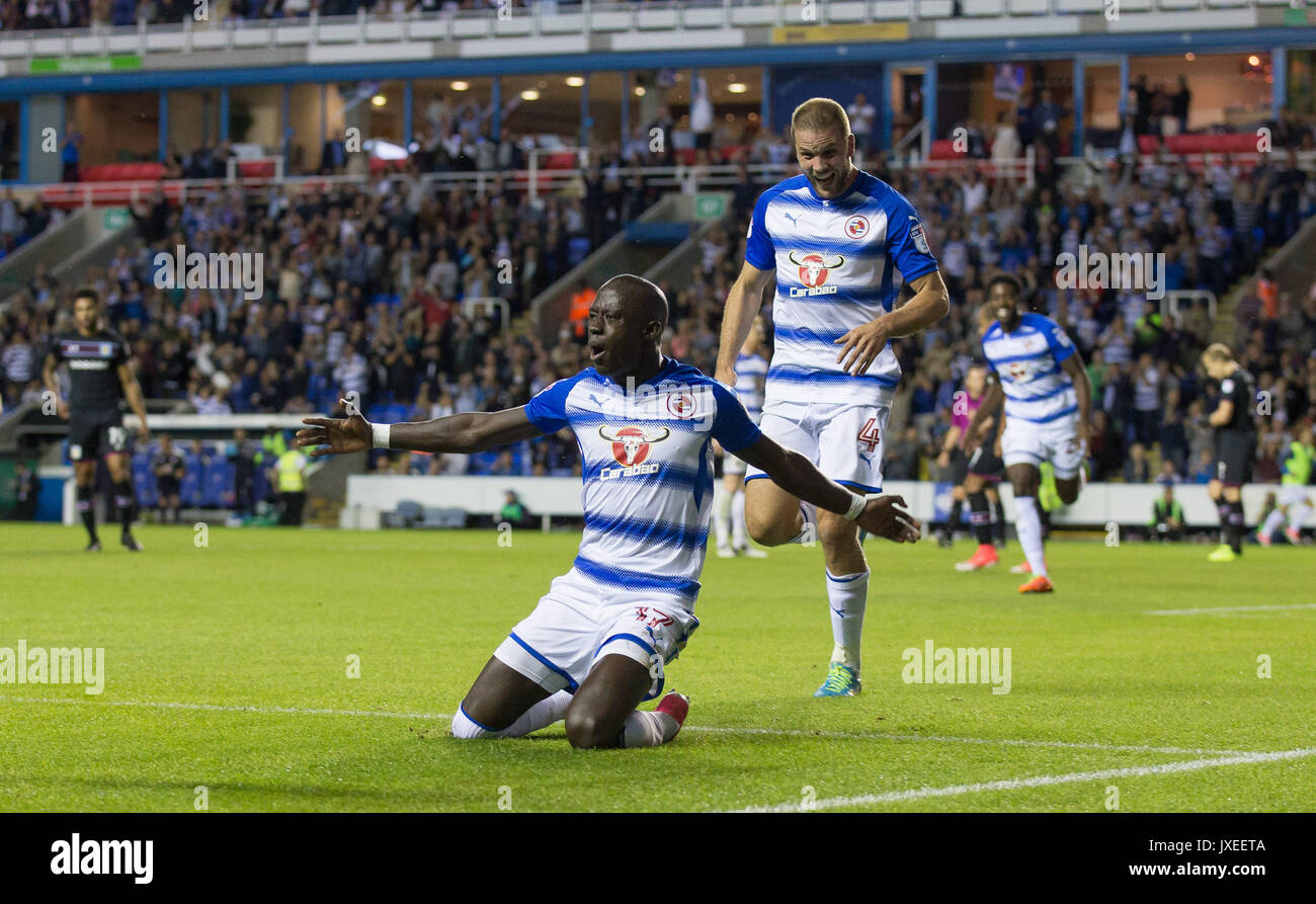 Reading, UK. 15th Aug, 2017. Modou Barrow of Reading celebrates scoring ...