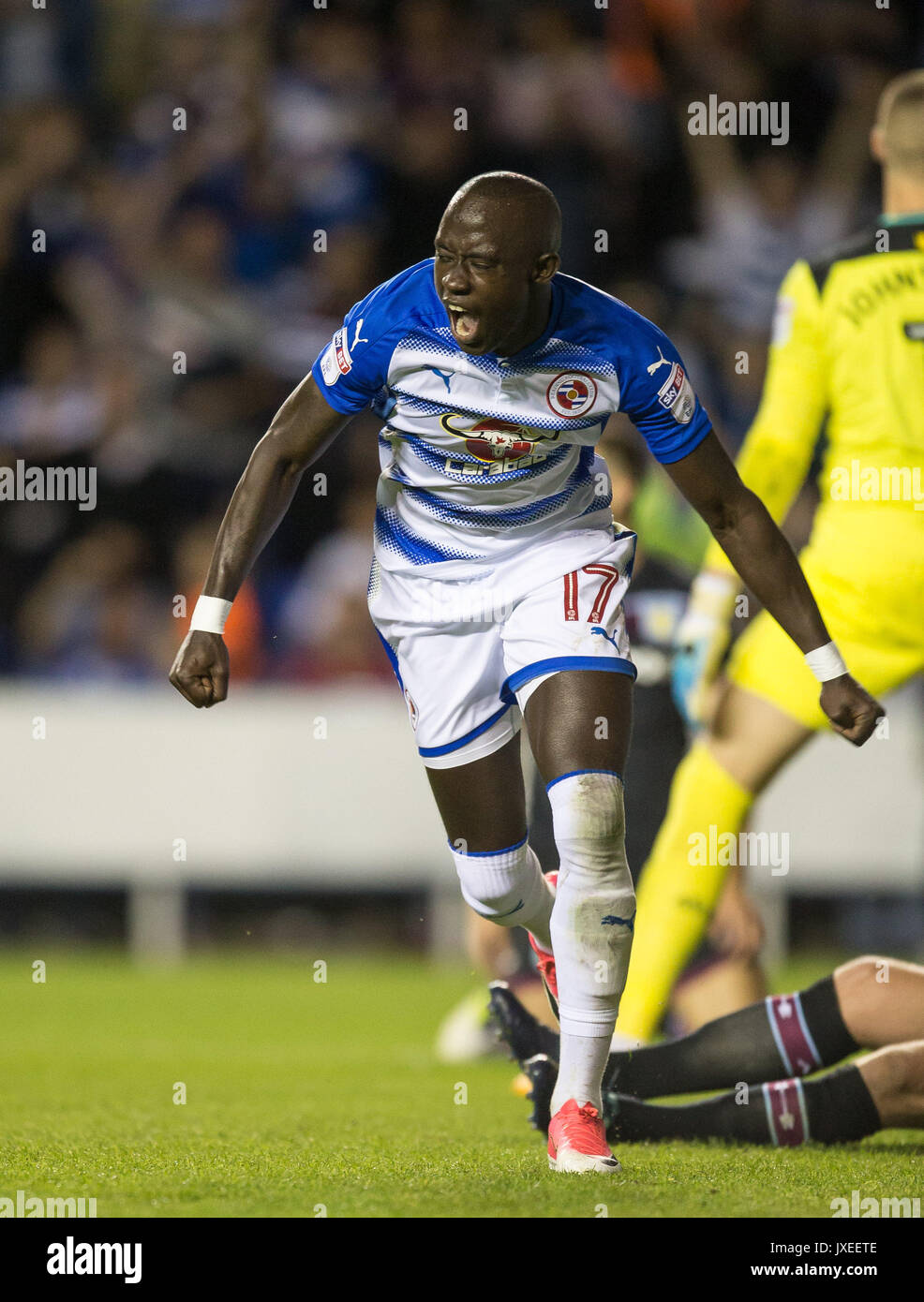 Reading, UK. 15th Aug, 2017. Modou Barrow of Reading celebrates scoring ...