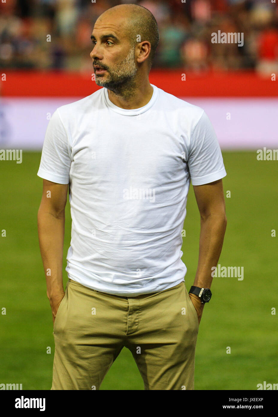 Girona, Spain. 15th Aug, 2017. Pep Guardiola during the Costa Brava ...