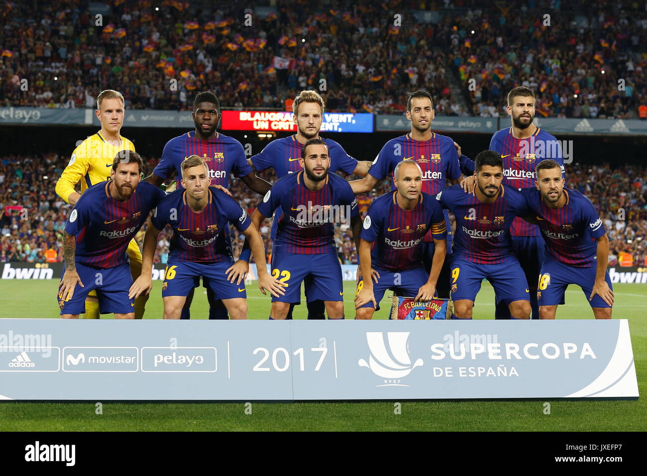 Barcelona team group line-up (Barcelona), AUGUST 13, 2017 - Football ...