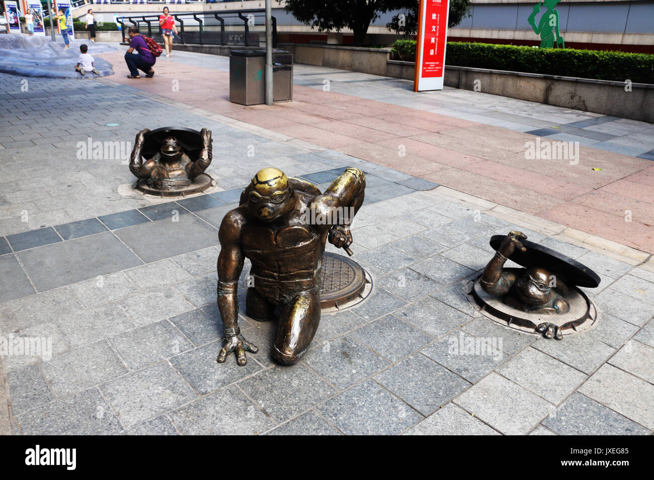 Chongqing, China. 15th Aug, 2017. Creative sculptures of Teenage Mutant ...