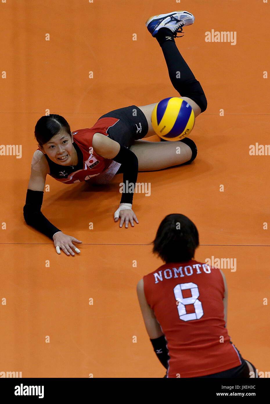 Laguna, Philippines. 16th Aug, 2017. Miya Sato (Top) and Rika Nomoto of ...
