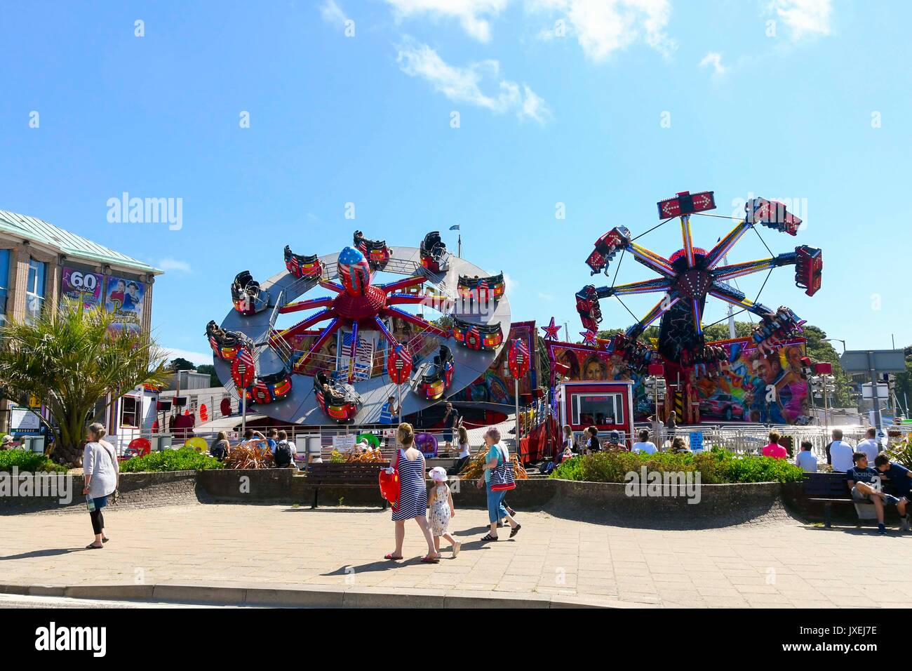 Weymouth, Dorset, UK. 16th Aug, 2017. UK Weather. The fun fair in full ...