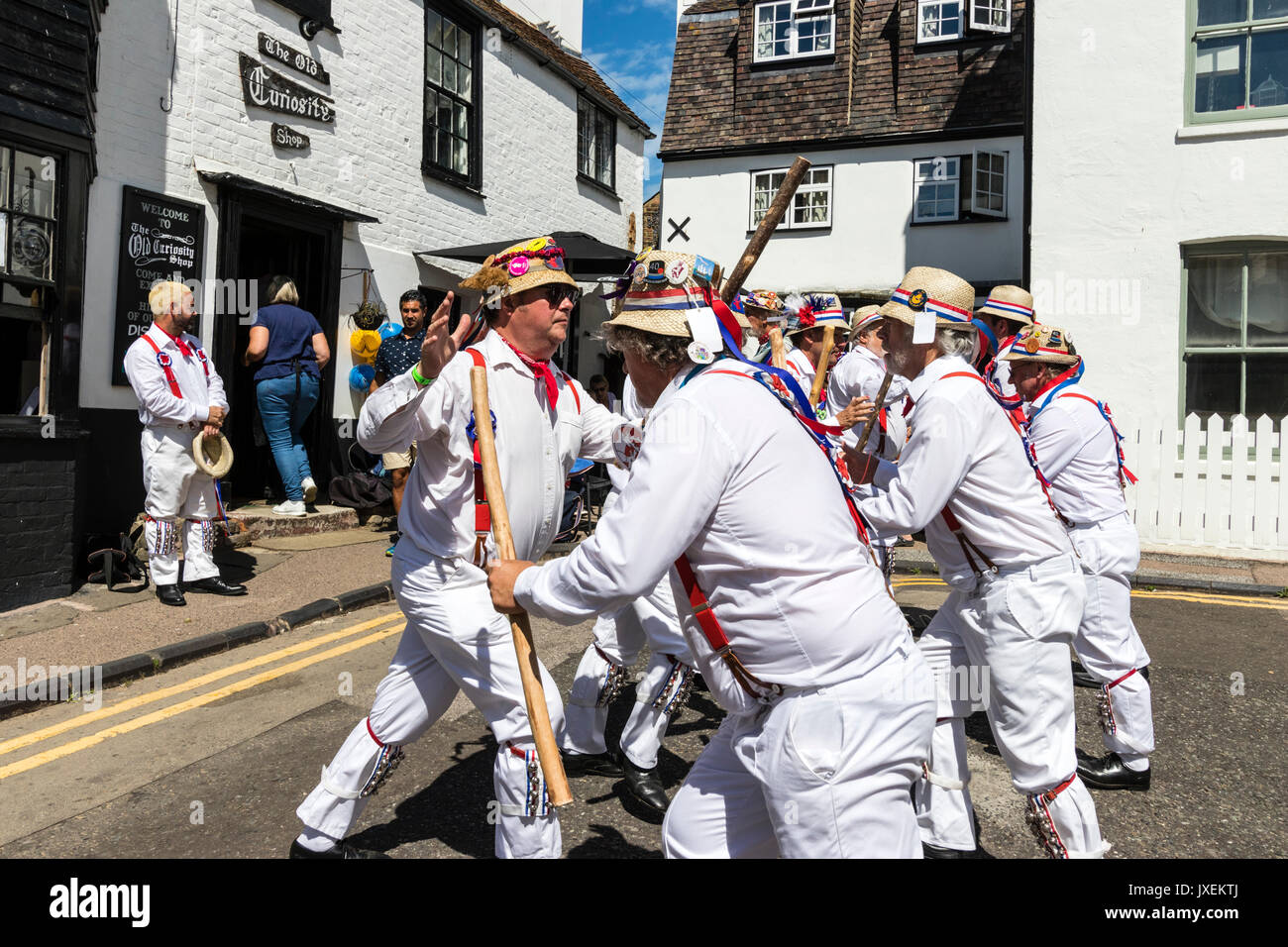 Traditional English Morris men from Hartley Morris dancers outside of ...