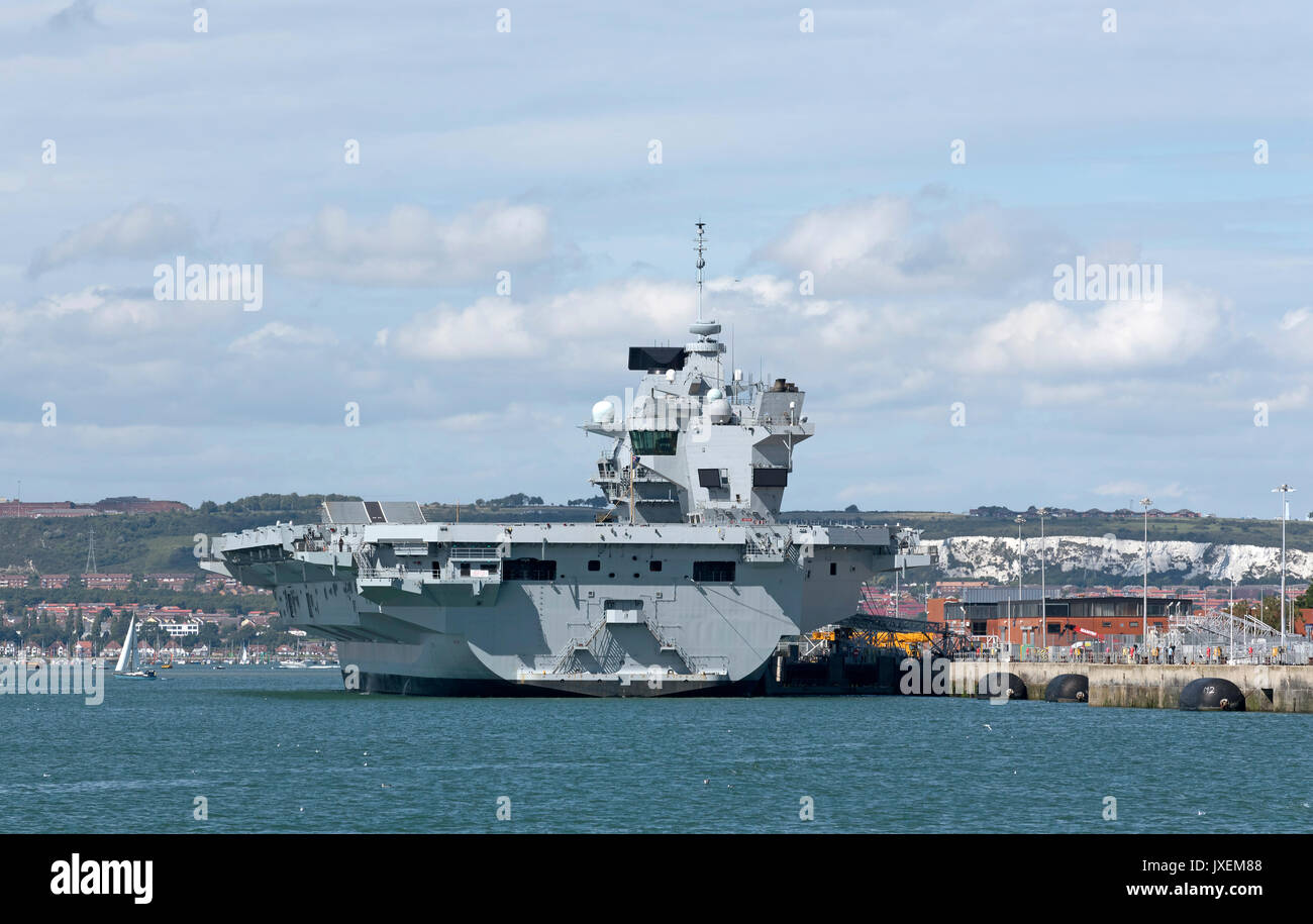 Portsmouth, UK. 16th Aug, 2017. Royal Navy Dockyard with aircraft ...