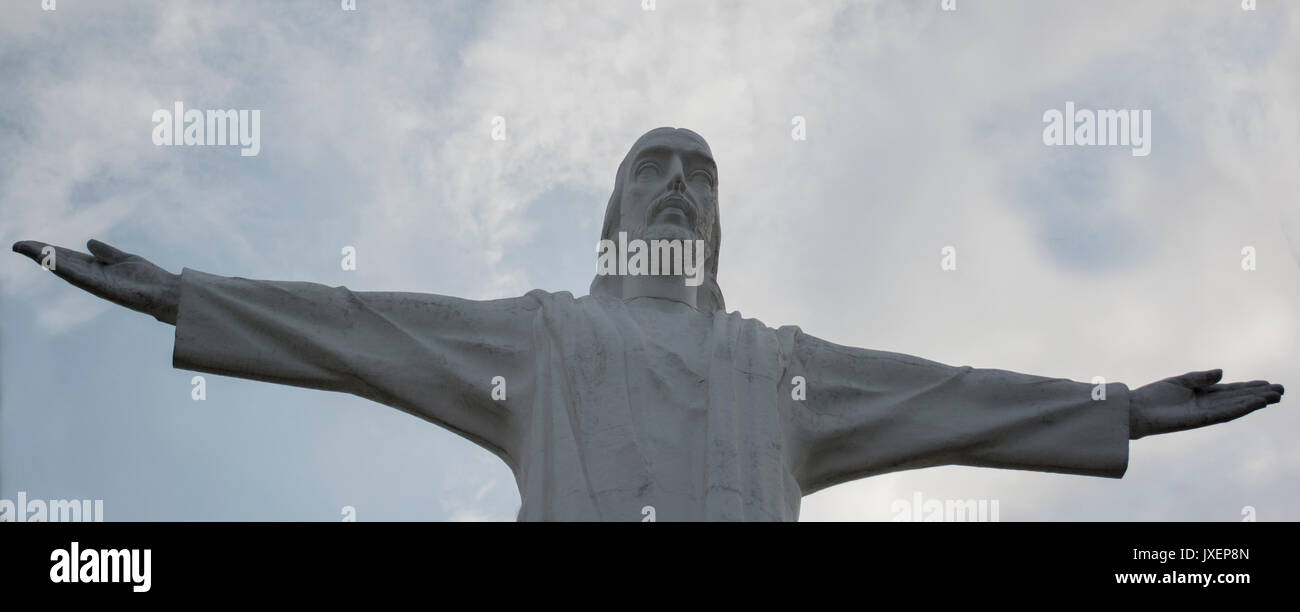 View of Cristo Rey statue of Cali against a blue sky. Colombia Stock ...