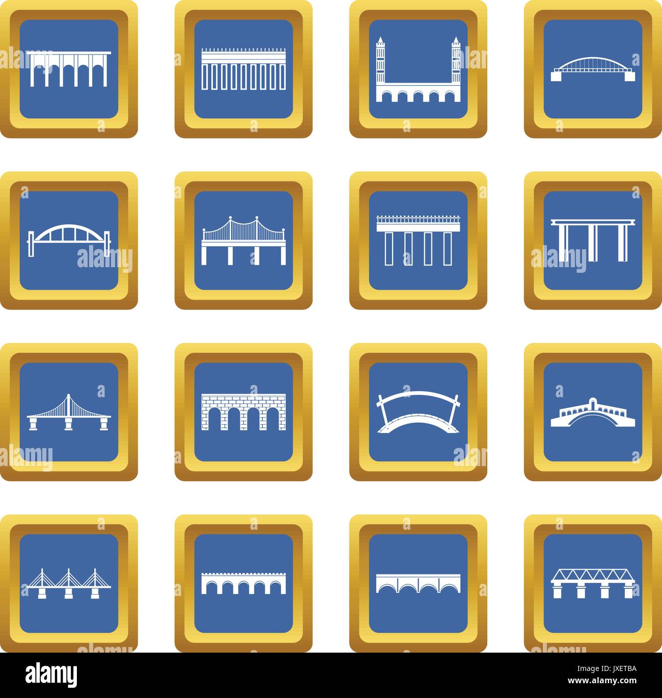 Bridge set icons set blue Stock Vector Image & Art - Alamy