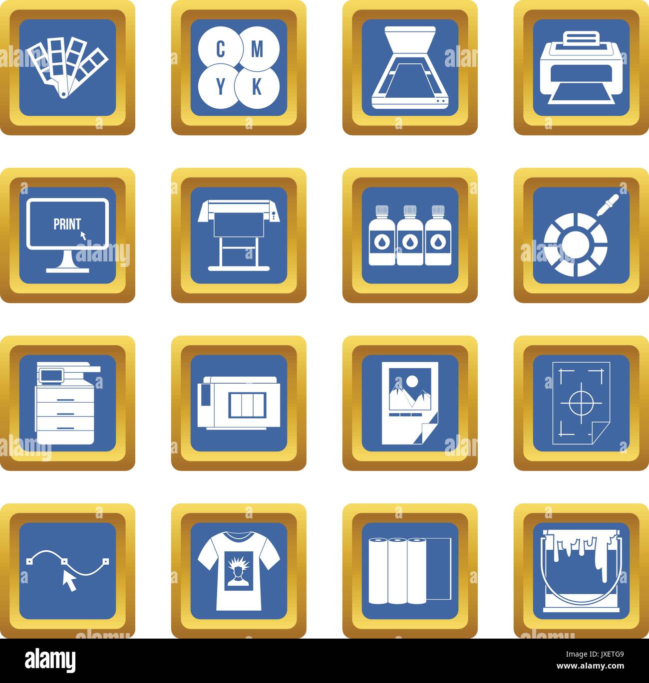 Printing icons set blue Stock Vector Image & Art - Alamy