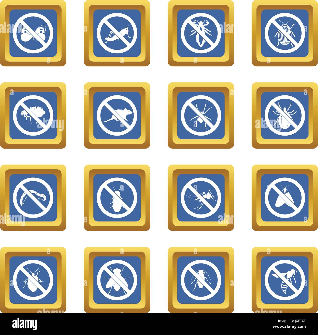 No insect sign icons set blue Stock Vector Image & Art - Alamy