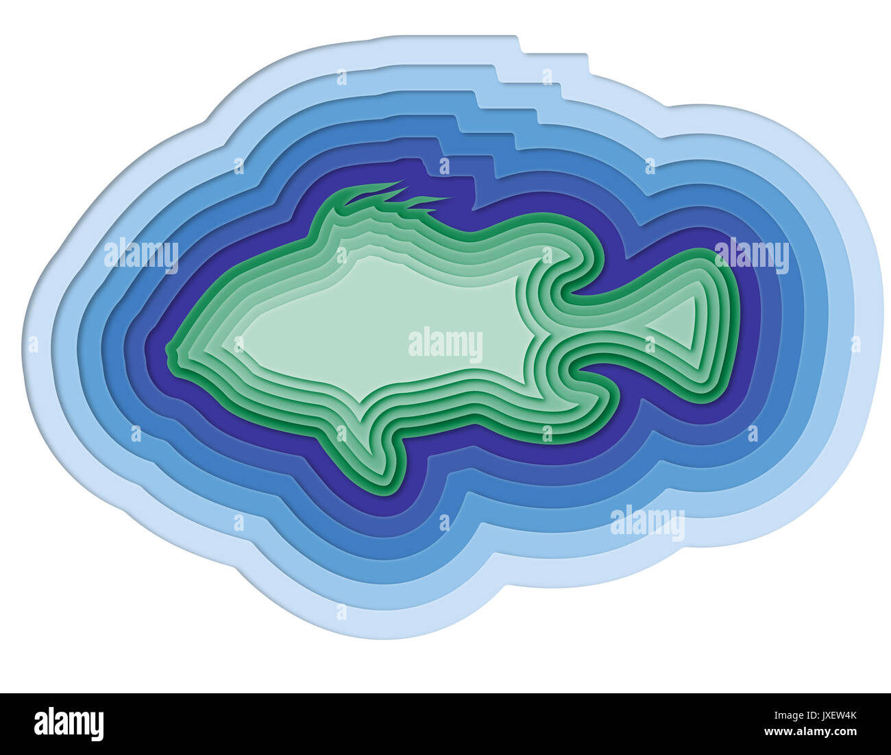 illustration of a layered fish in the sea Stock Photo - Alamy