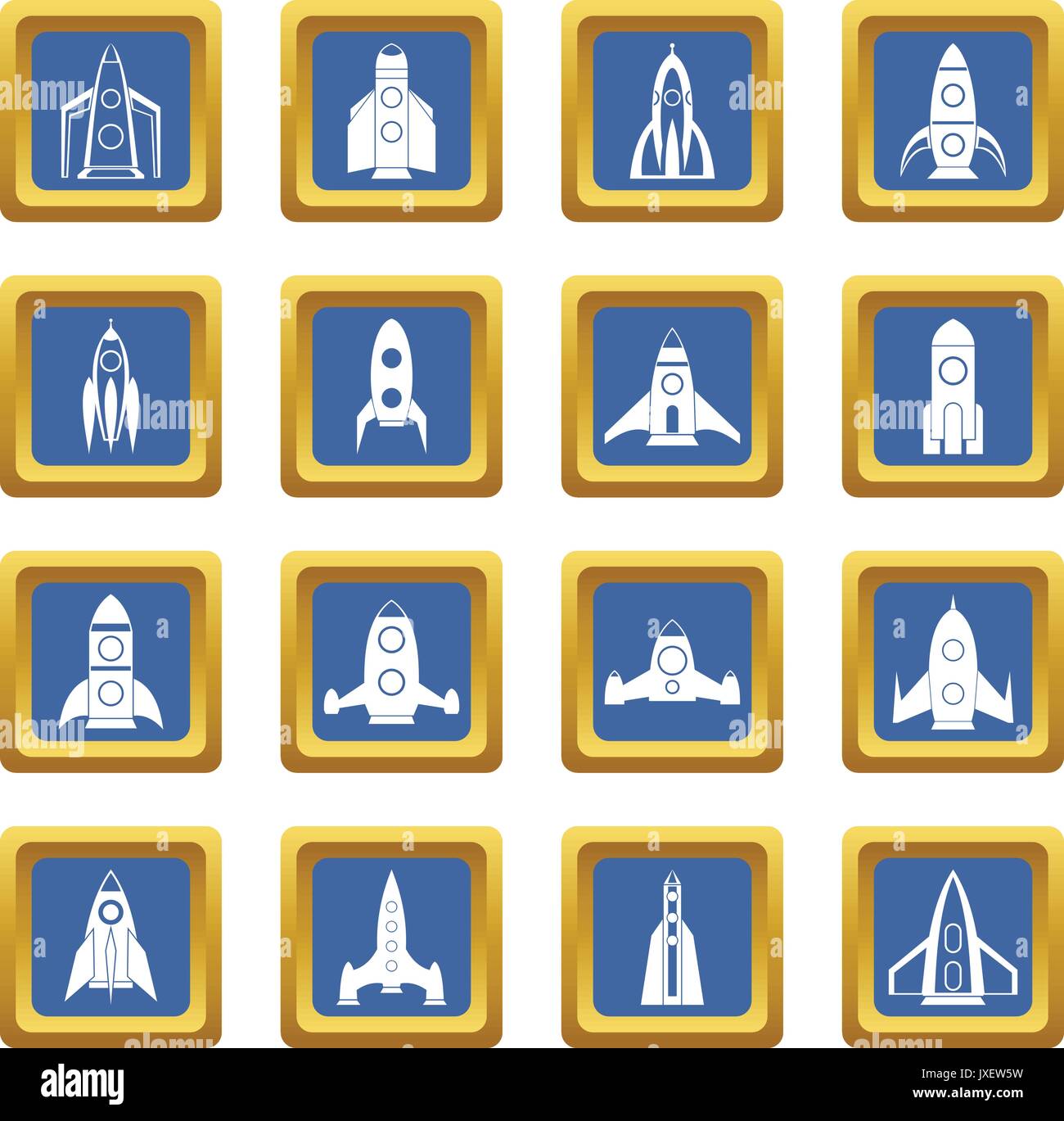Rocket icons set blue Stock Vector Image & Art - Alamy