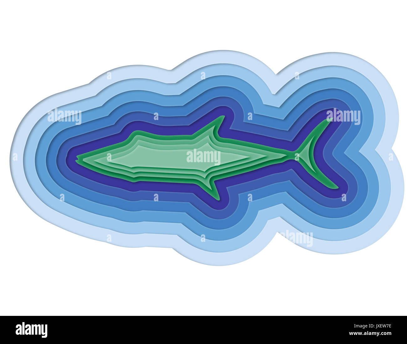 illustration of a layered fish in the sea Stock Photo - Alamy