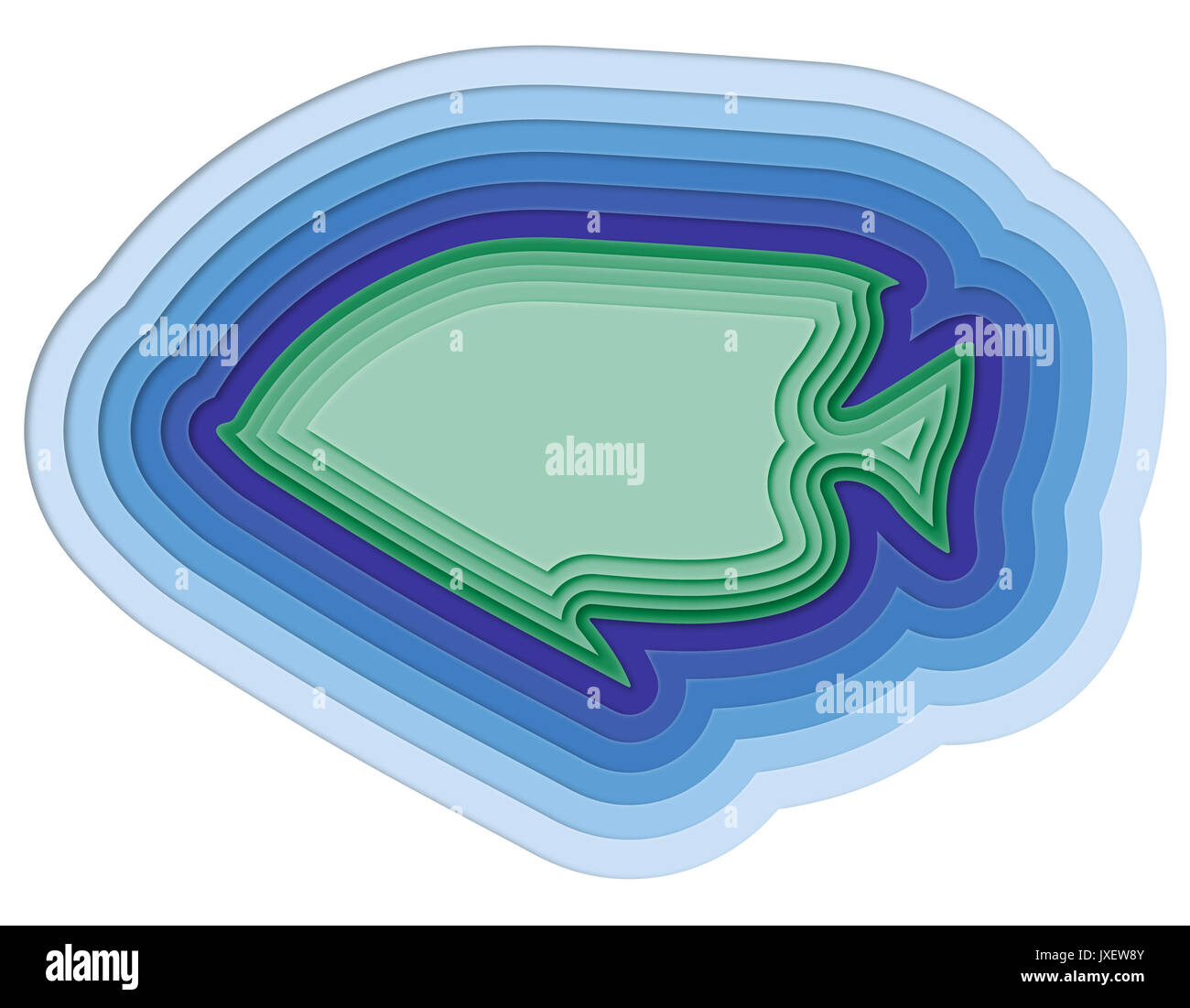 illustration of a layered fish in the sea Stock Photo - Alamy