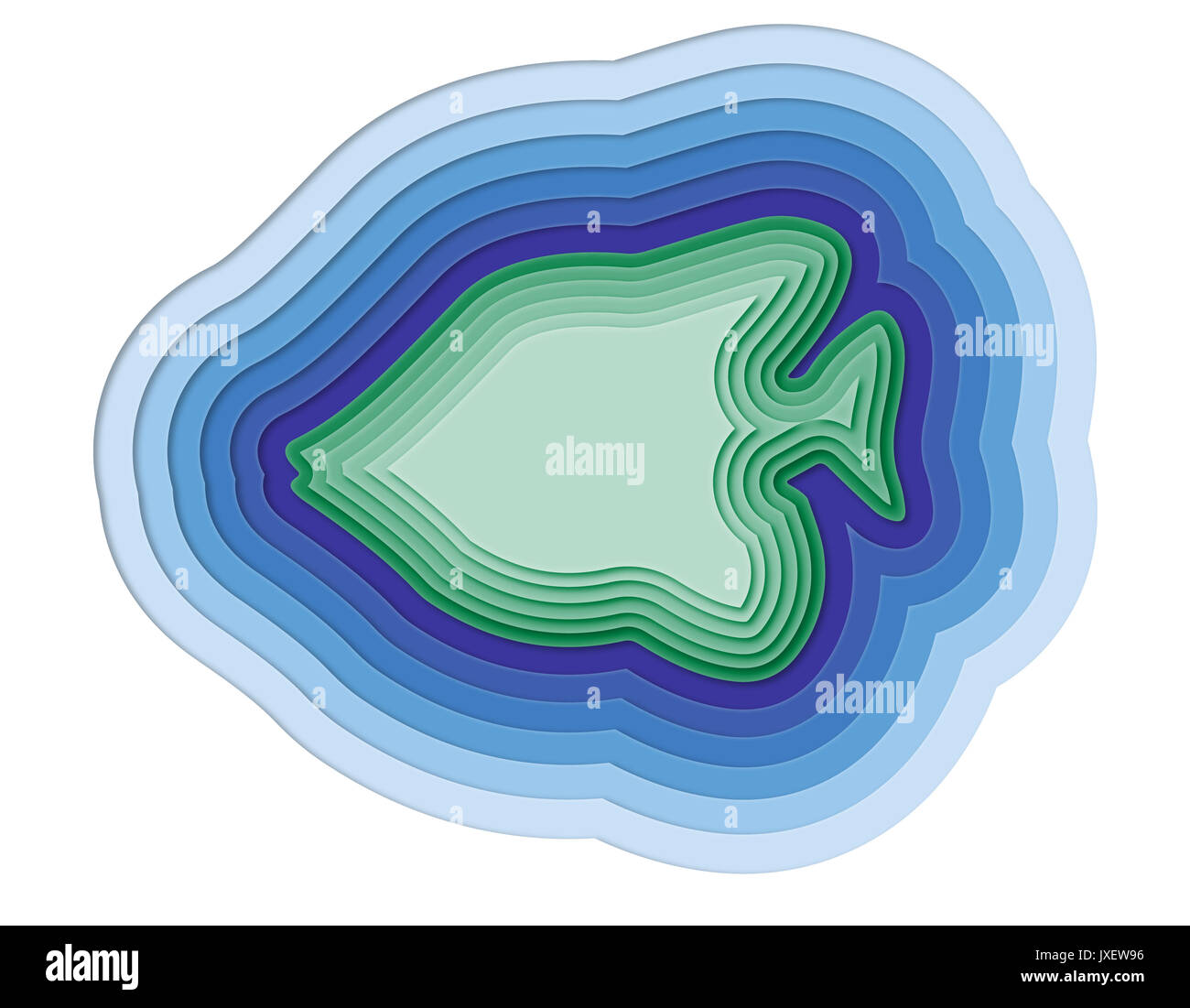 illustration of a layered fish in the sea Stock Photo - Alamy