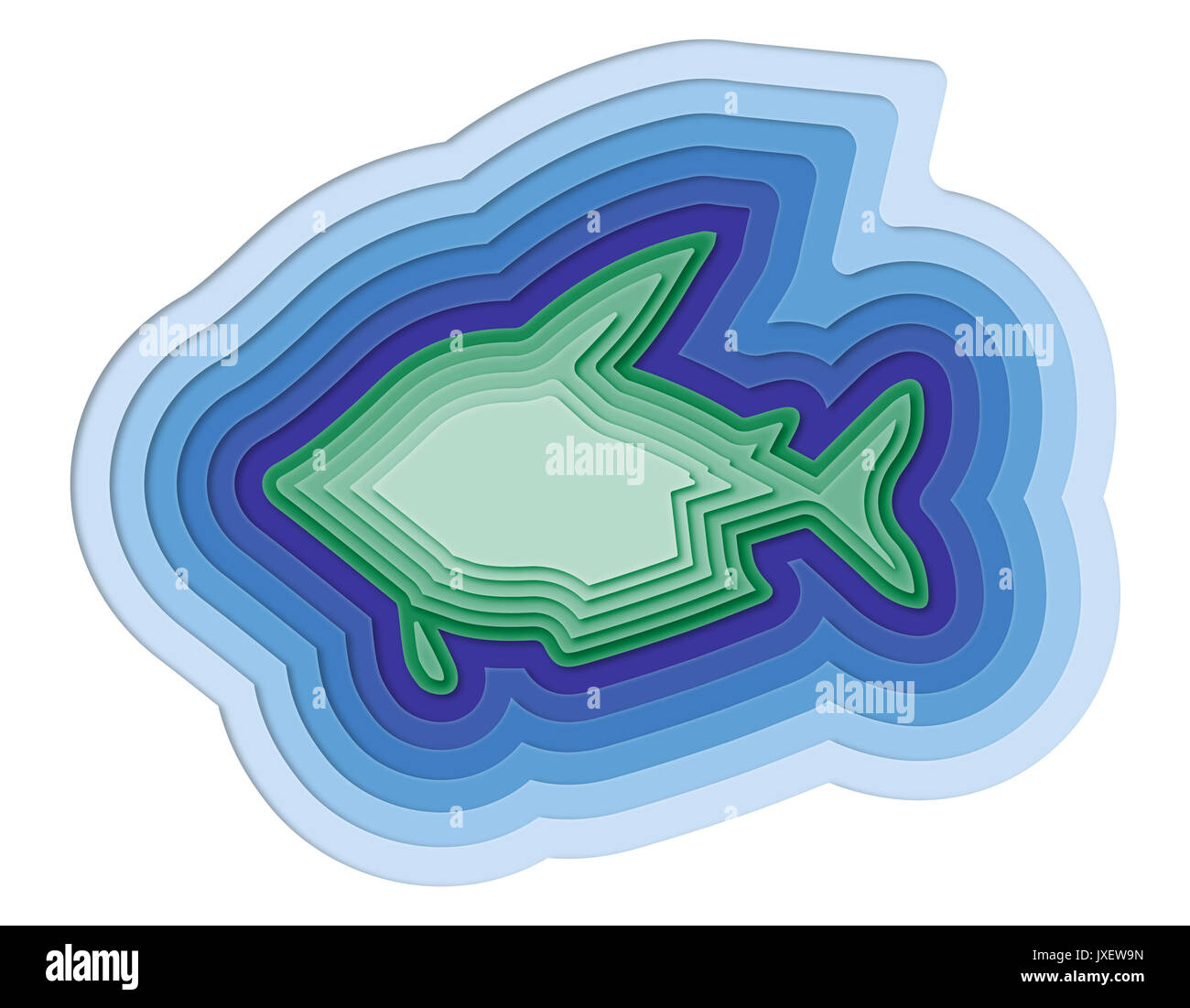 illustration of a layered fish in the sea Stock Photo - Alamy