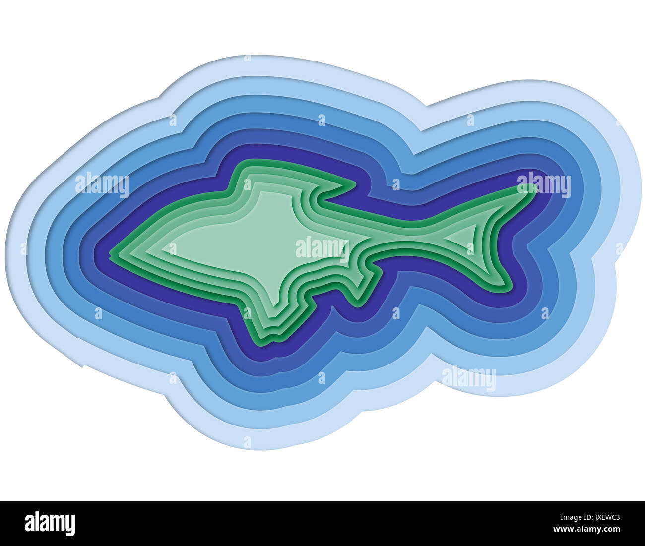 illustration of a layered fish in the sea Stock Photo - Alamy