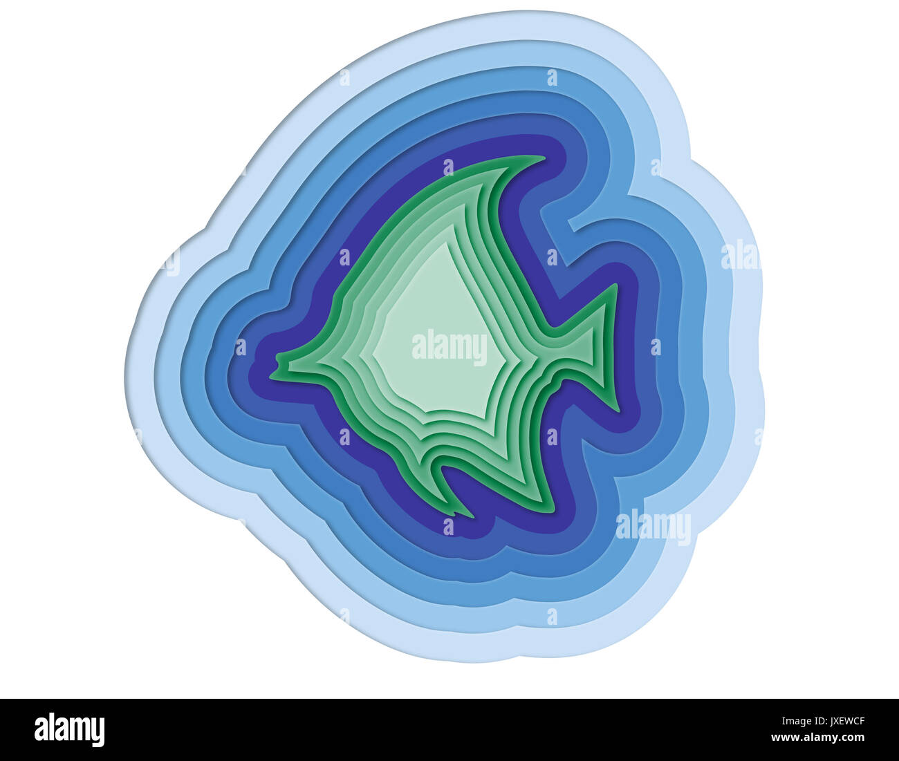 illustration of a layered fish in the sea Stock Photo - Alamy