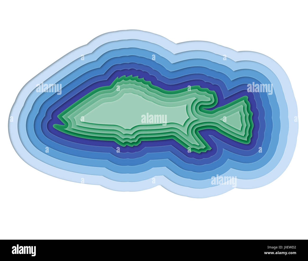 illustration of a layered fish in the sea Stock Photo - Alamy