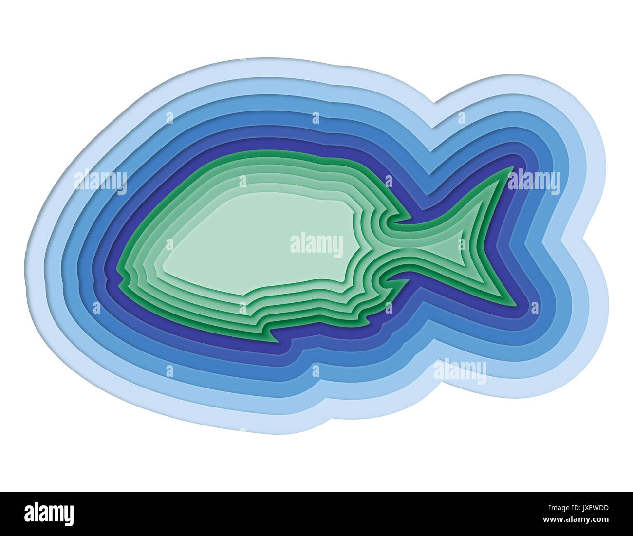 illustration of a layered fish in the sea Stock Photo - Alamy